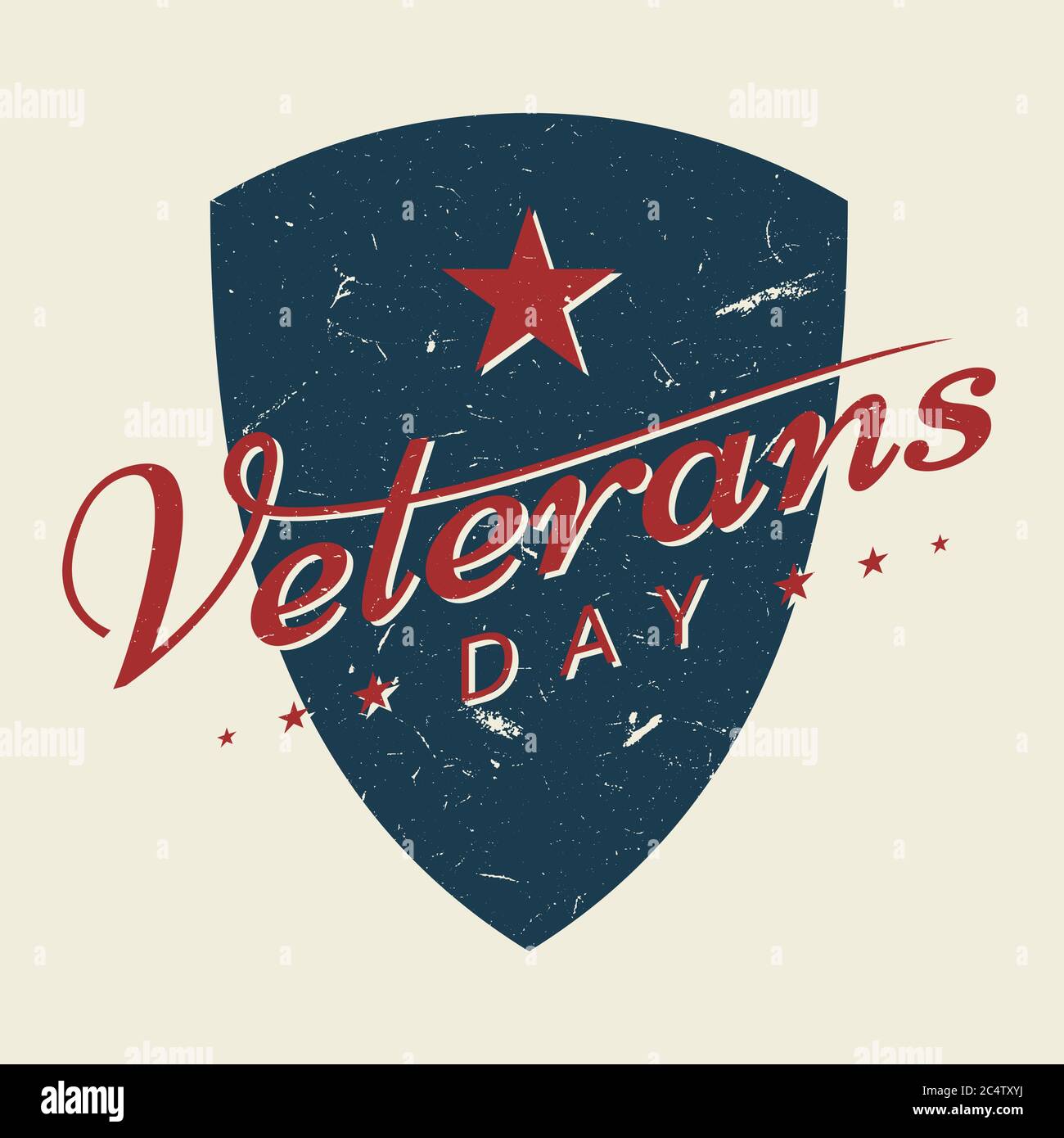 Happy Veterans day letter vintage style emblem background with shield ...
