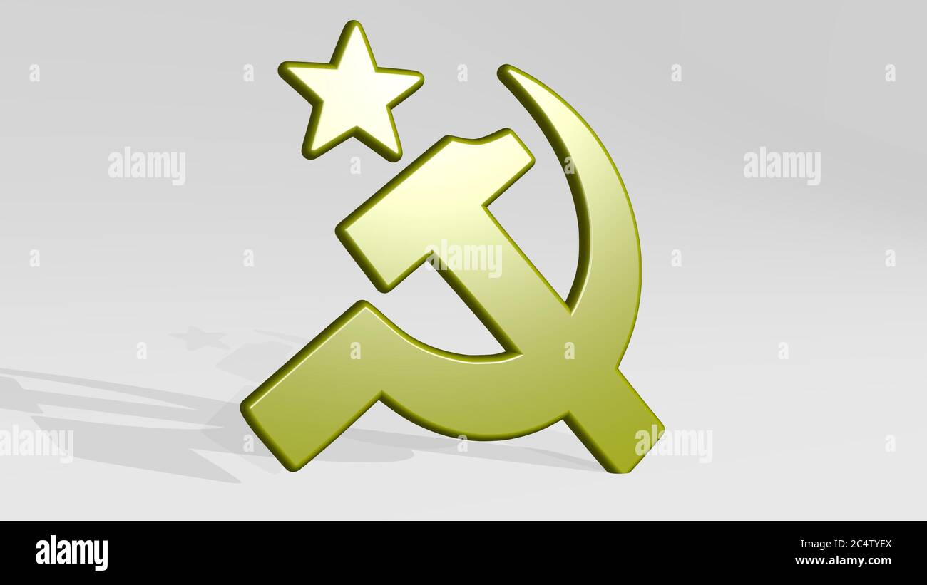 Soviet union symbol made by 3D illustration of a shiny metallic ...