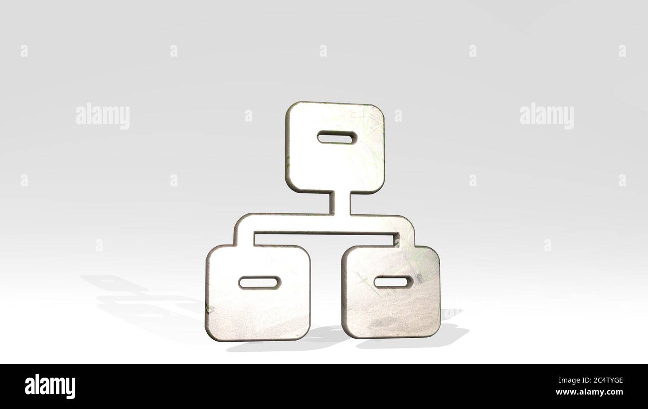 hierarchy made by 3D illustration of a shiny metallic sculpture on a ...