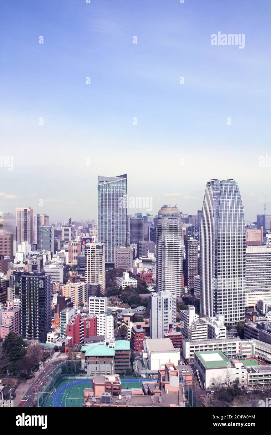 Aerial view of Tokyo - capital city of Japan, Asia. View from Tokyo ...
