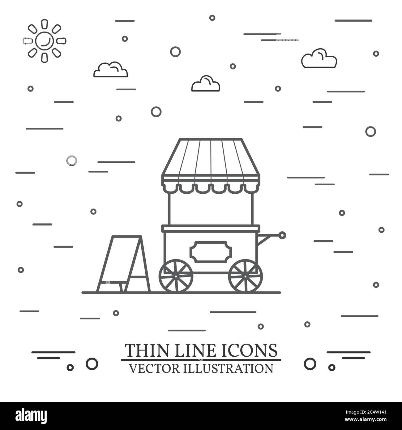 Modern minimalist street cart design with announcement board. Vector ...