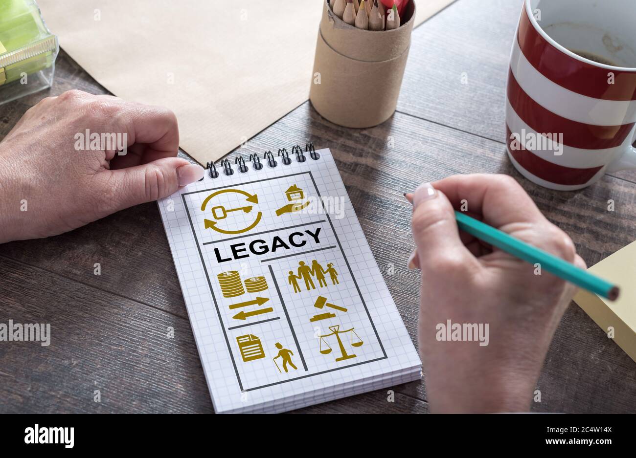 Legacy concept drawn on a notepad Stock Photo - Alamy