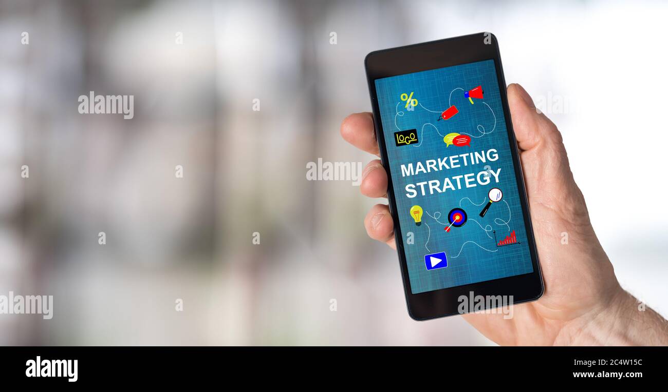 Smartphone screen displaying a marketing strategy concept Stock Photo ...
