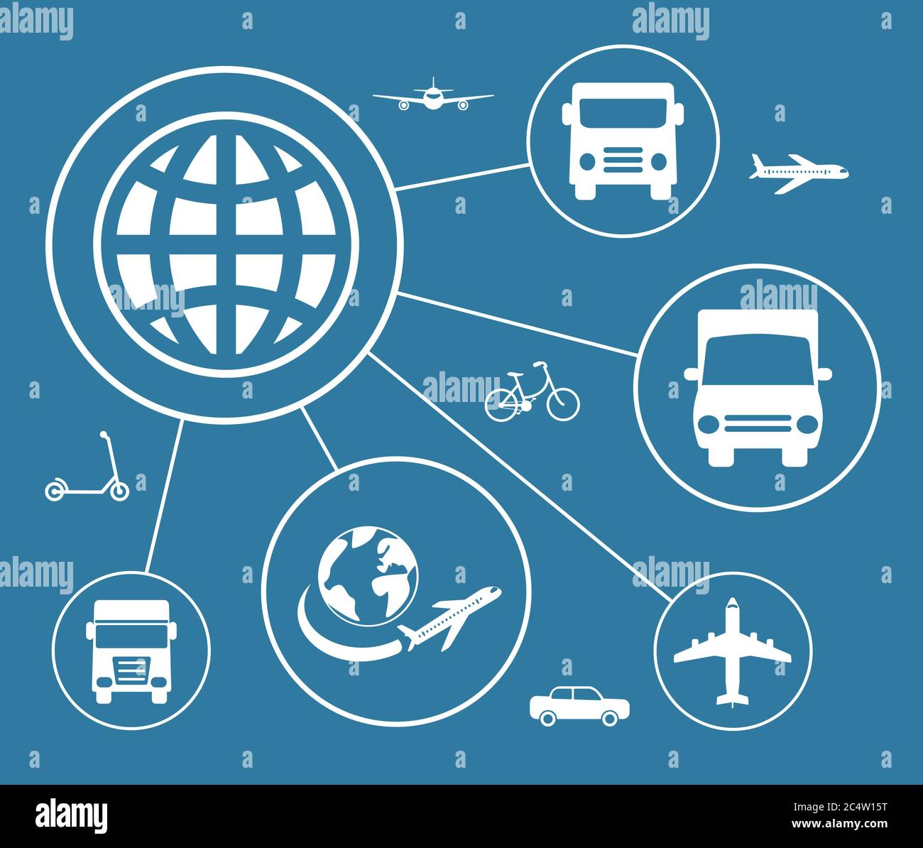Concept of global transportation with connected icons Stock Photo - Alamy
