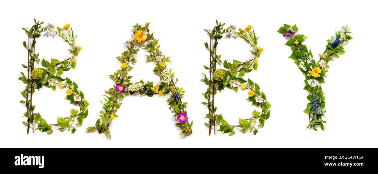 Flower And Blossom Letter Building Word Baby Stock Photo - Alamy