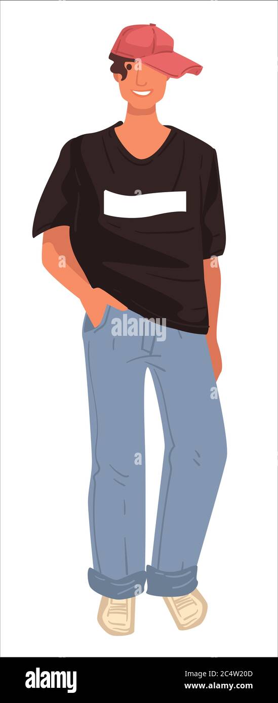 Male character wearing hip hop hipster clothes vector Stock Vector ...