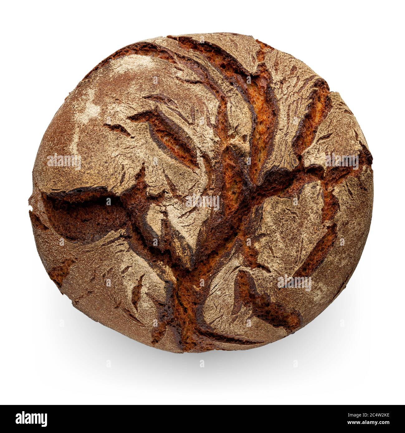 Traditional round rye bread, isolated on white background Stock Photo ...