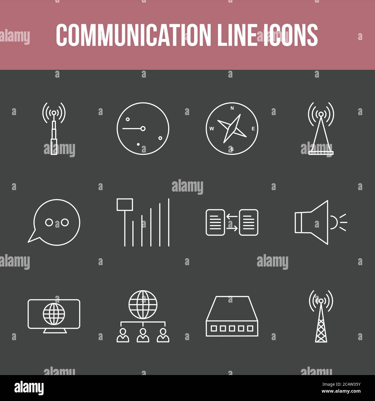 Unique Communication Vector Line Icon Set Stock Vector Image And Art Alamy