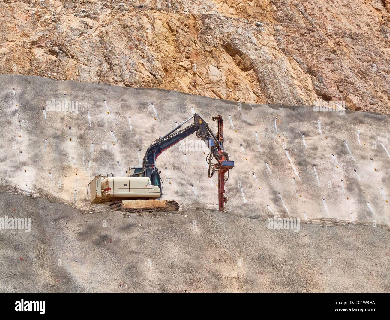 Drilling rig on the quarry sledge. Blasthole drilling operations Stock ...