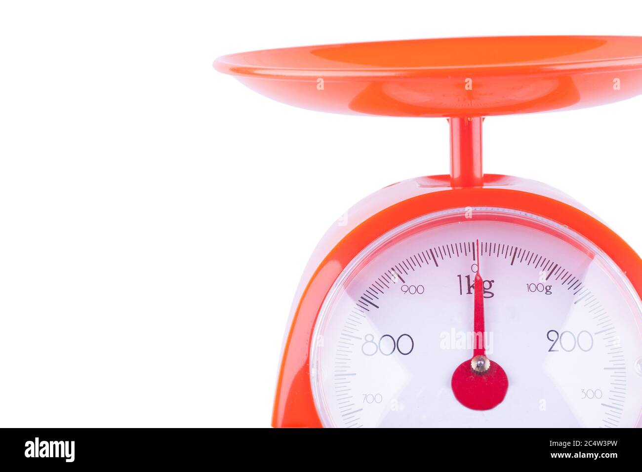 domestic scales set up and ready for use in a kitchen on white ...