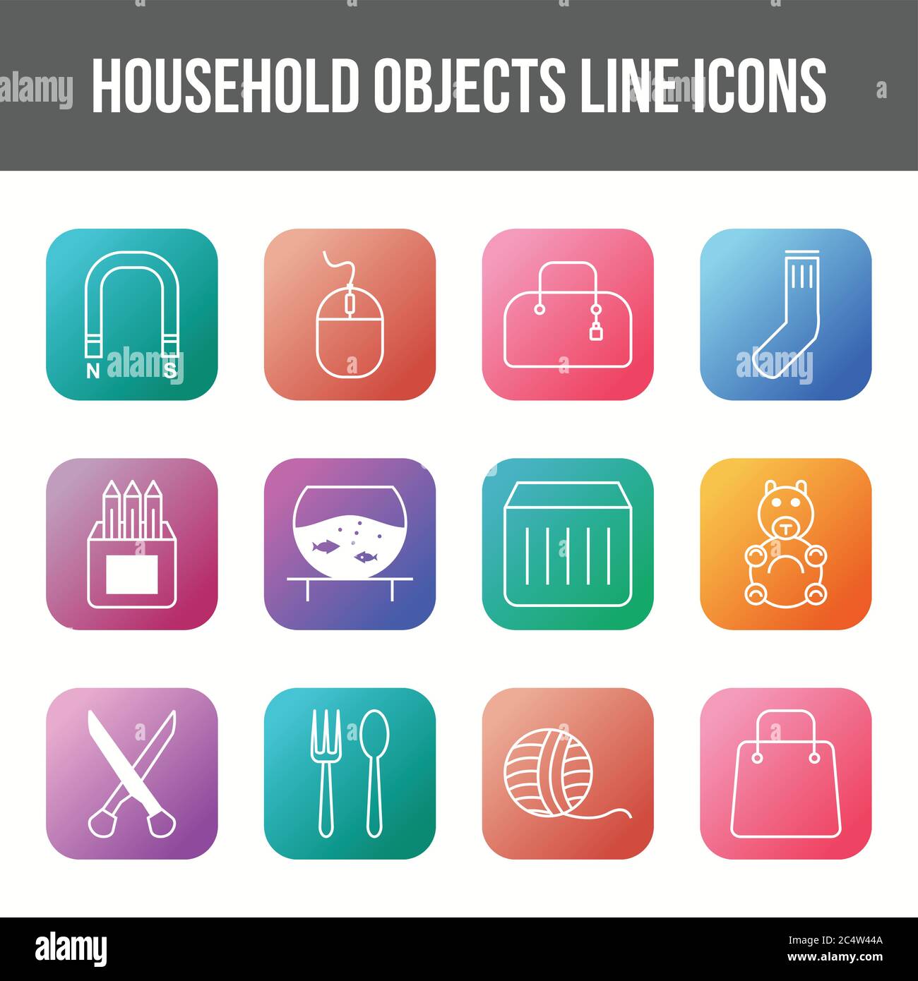 Unique household objects vector line icon set Stock Vector Image & Art ...