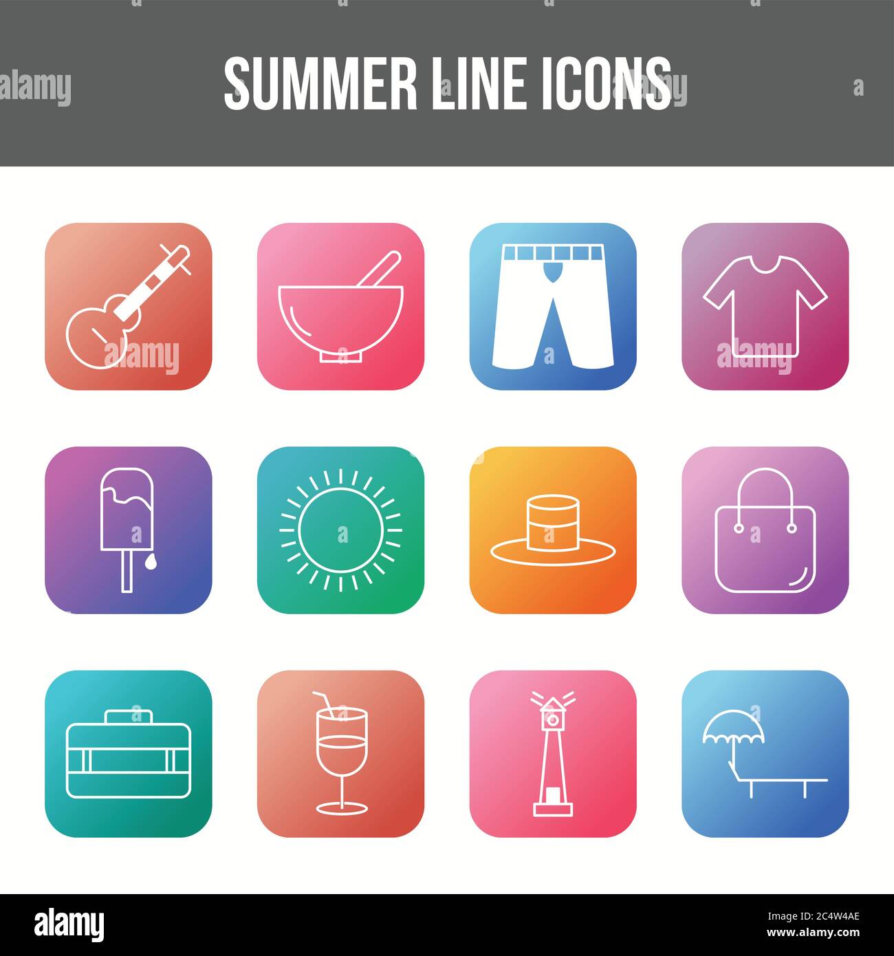 Unique summer vector line icon set Stock Vector Image & Art - Alamy