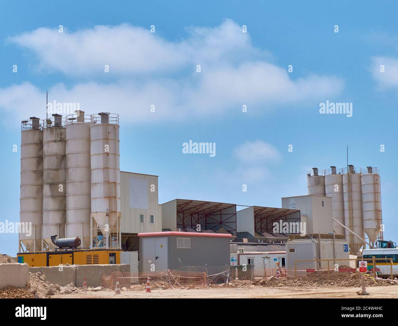 Concrete batching plant silos on the construction site Stock Photo - Alamy