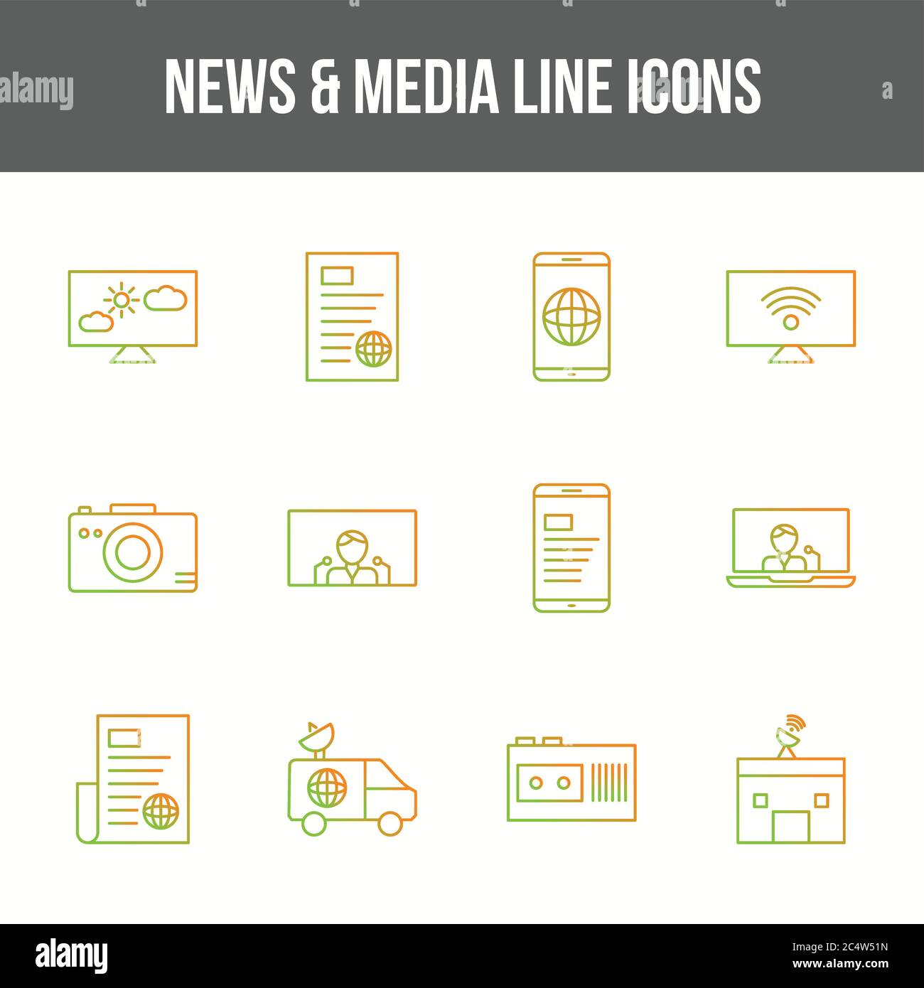 Unique news & media vector line icon set Stock Vector Image & Art - Alamy