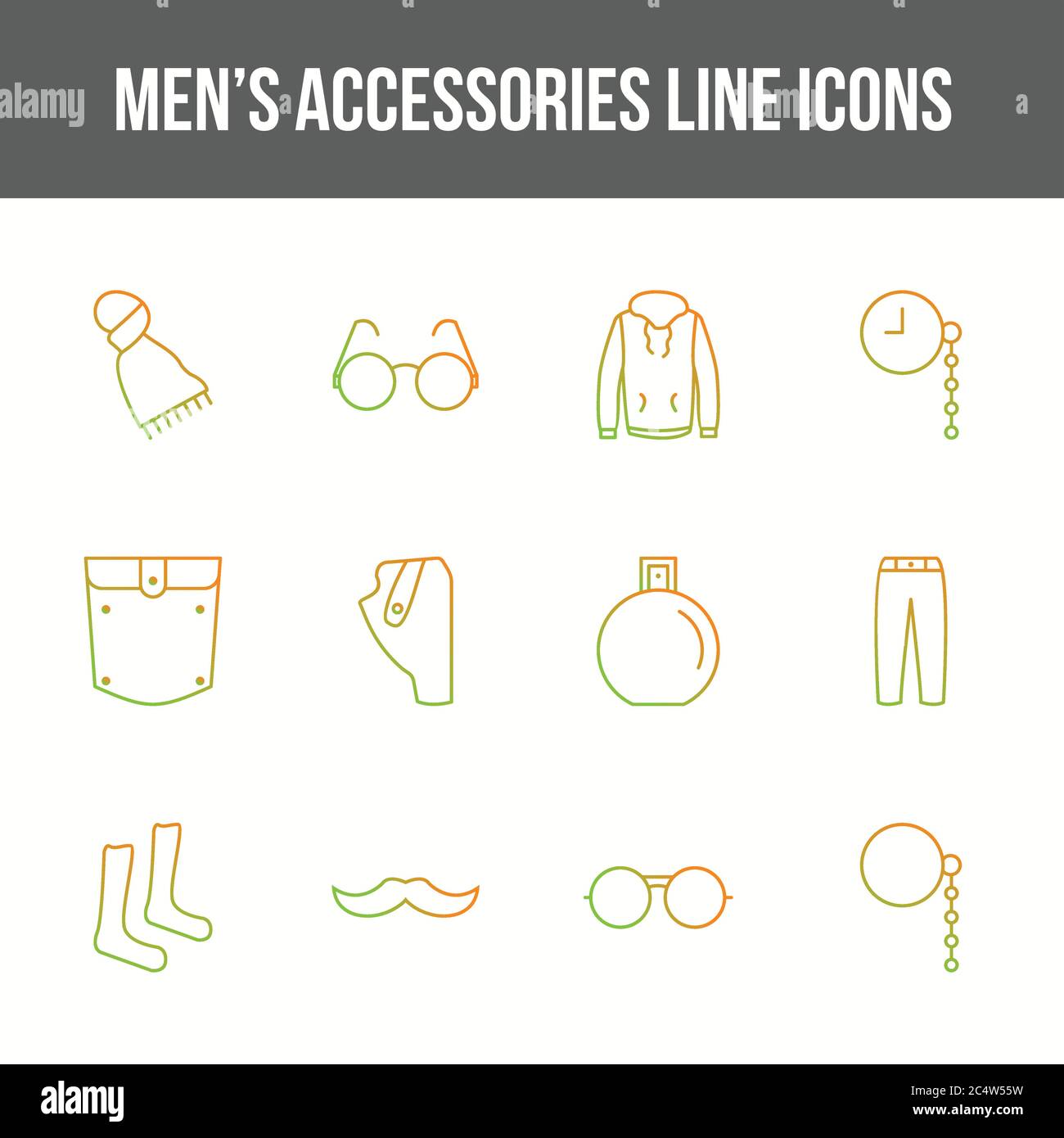 Unique men's accessories vector line icon set Stock Vector Image & Art ...