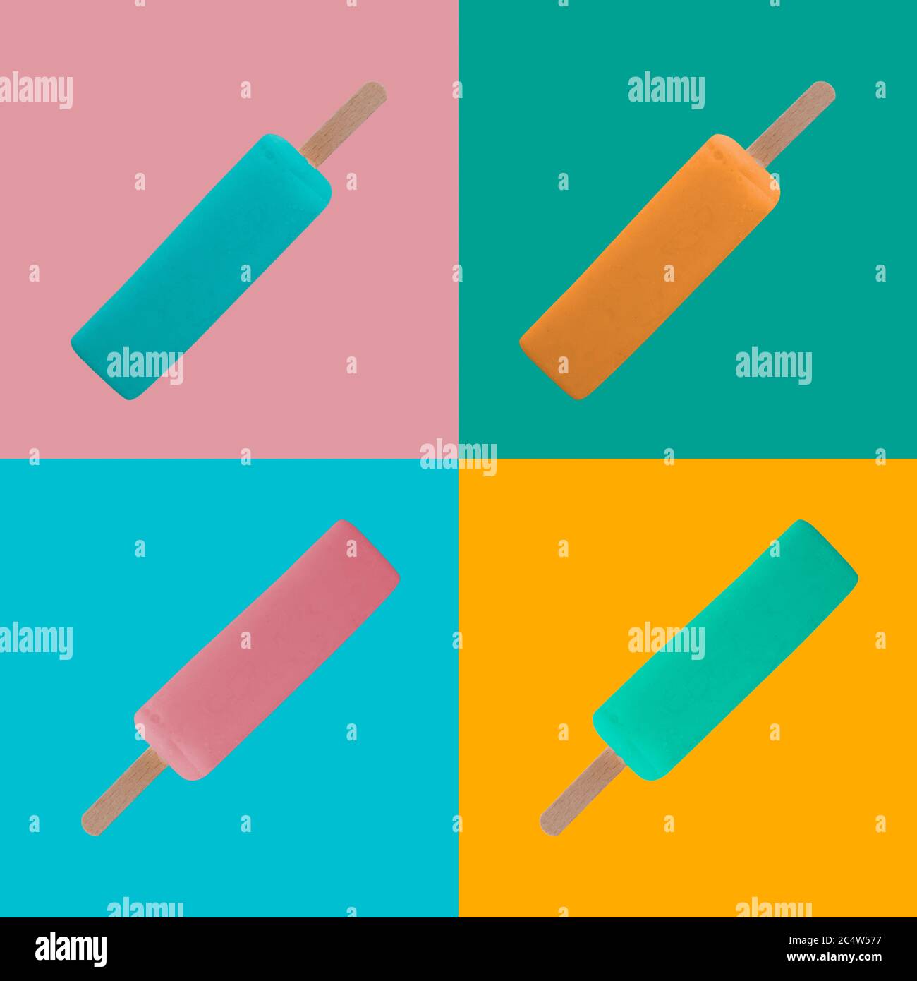 Set of pastel colored ice popsicles isolated Stock Photo - Alamy