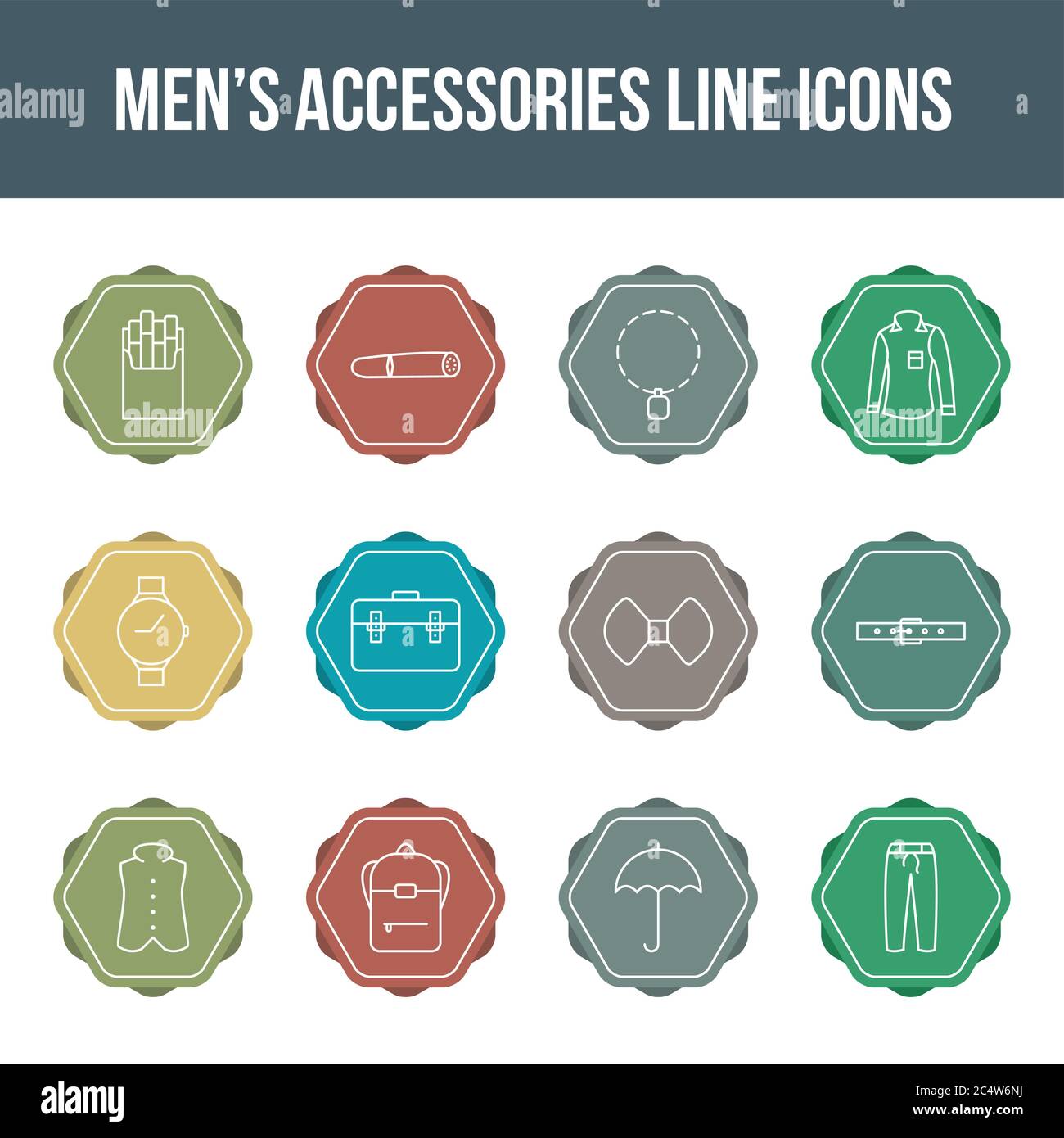 Unique men's accessories vector line icon set Stock Vector Image & Art ...