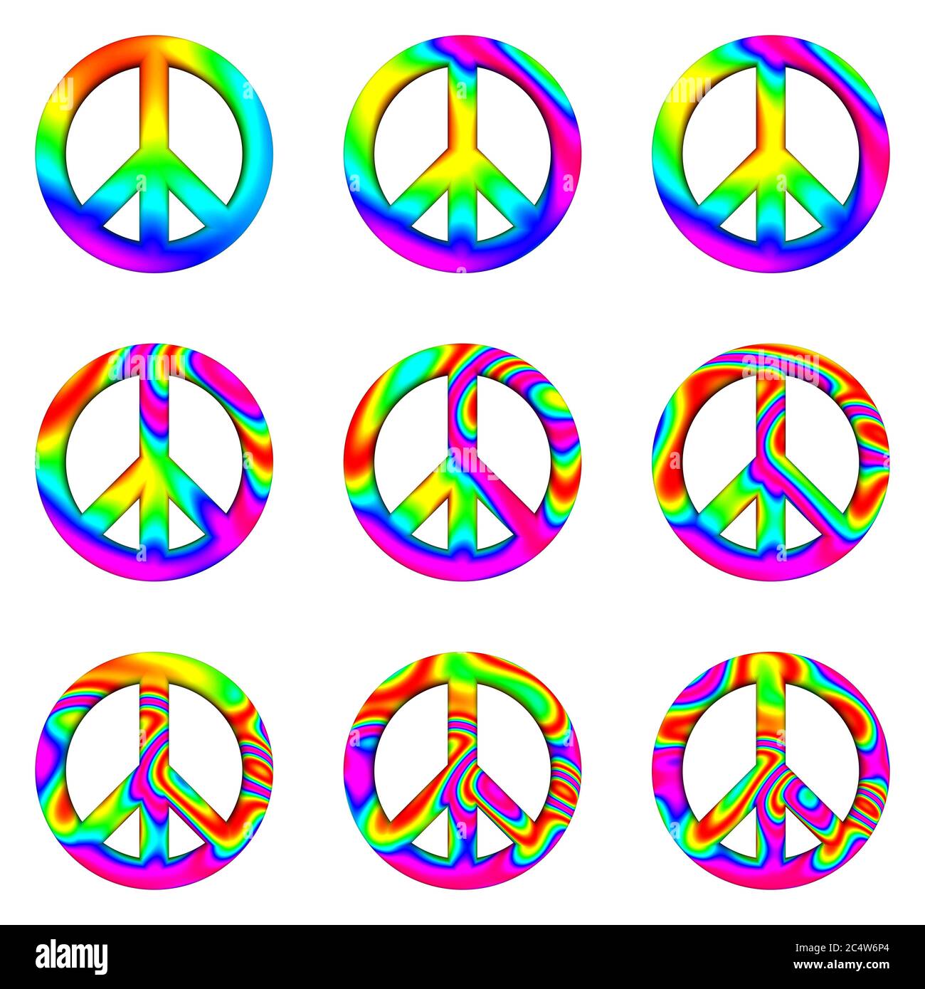 Abstract illustration of peace signs isolated on white background Stock ...