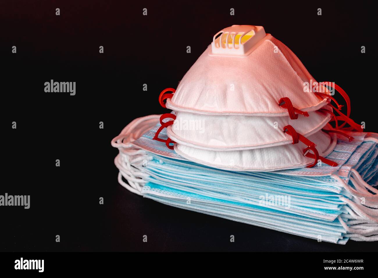Many stacked medical protective face masks close up Stock Photo - Alamy
