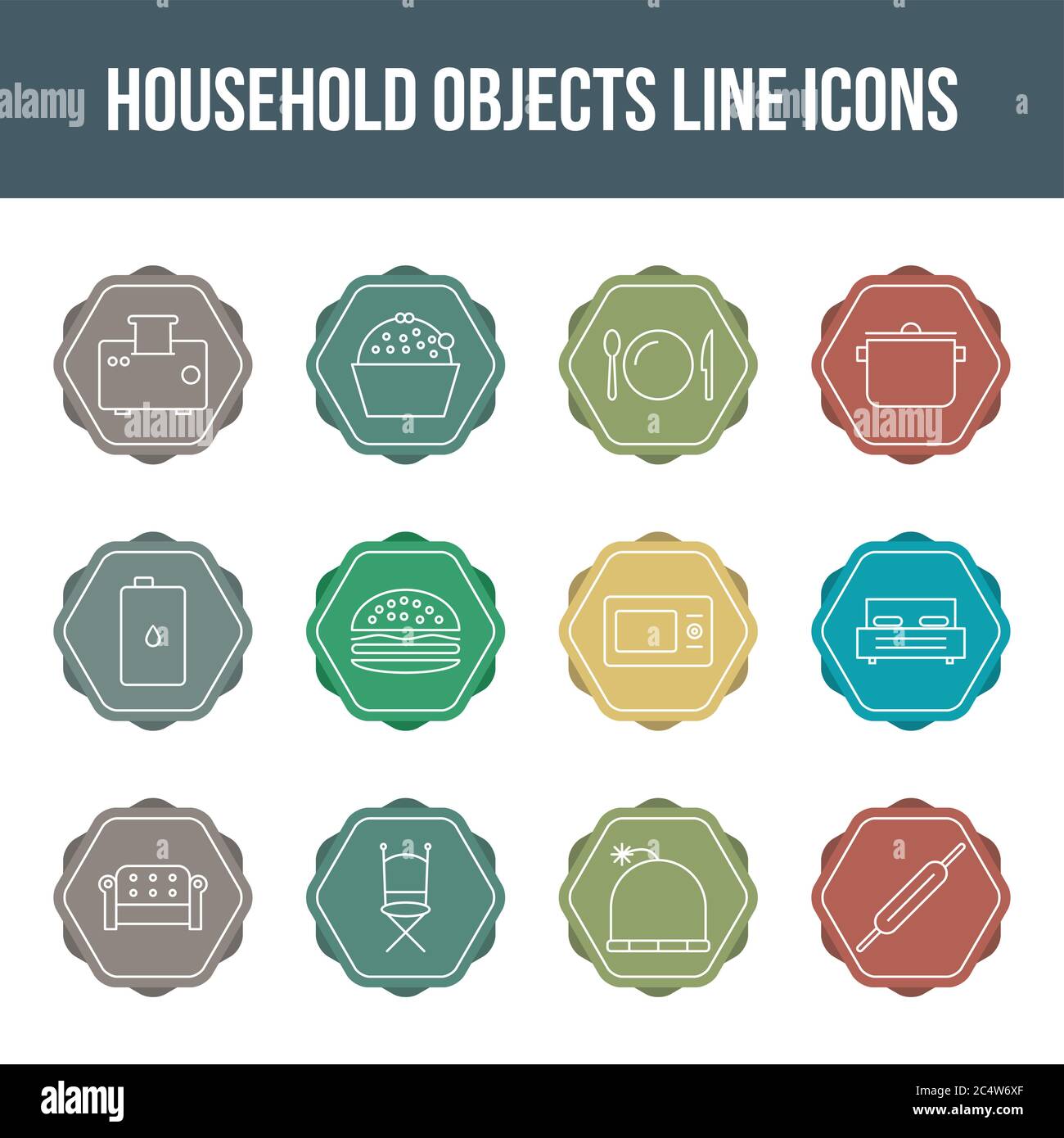 Unique household objects vector line icon set Stock Vector Image & Art ...