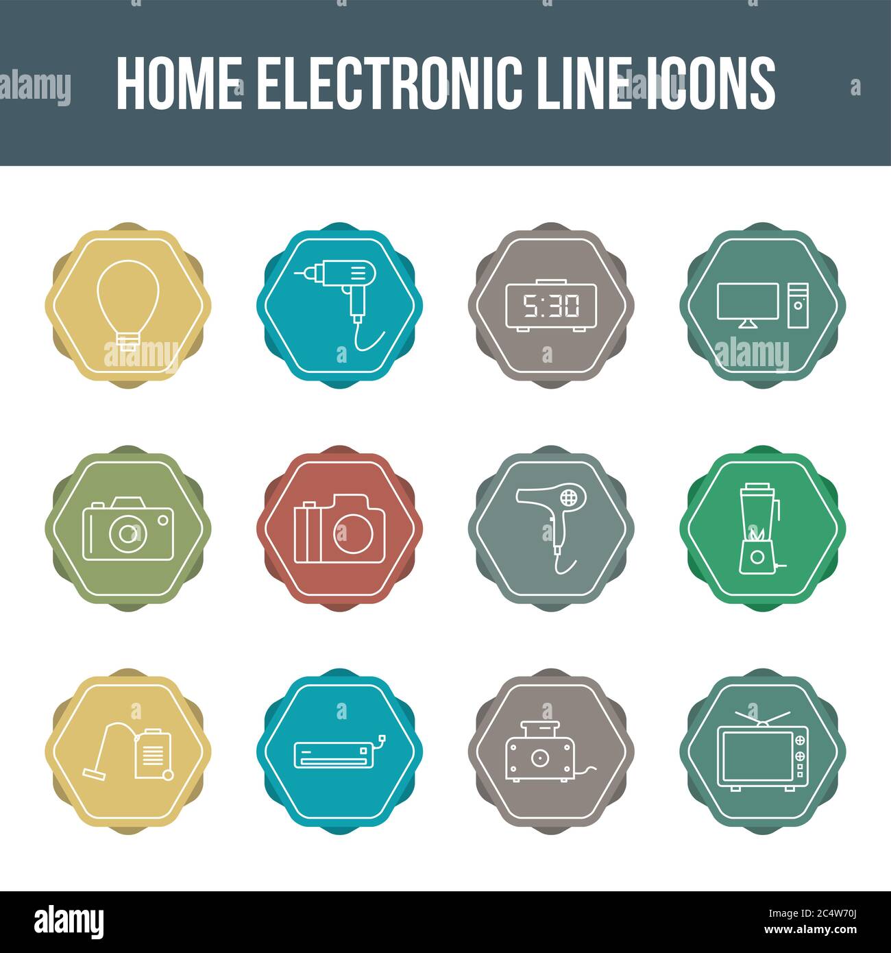 Unique home electronic vector line icon set Stock Vector Image & Art ...