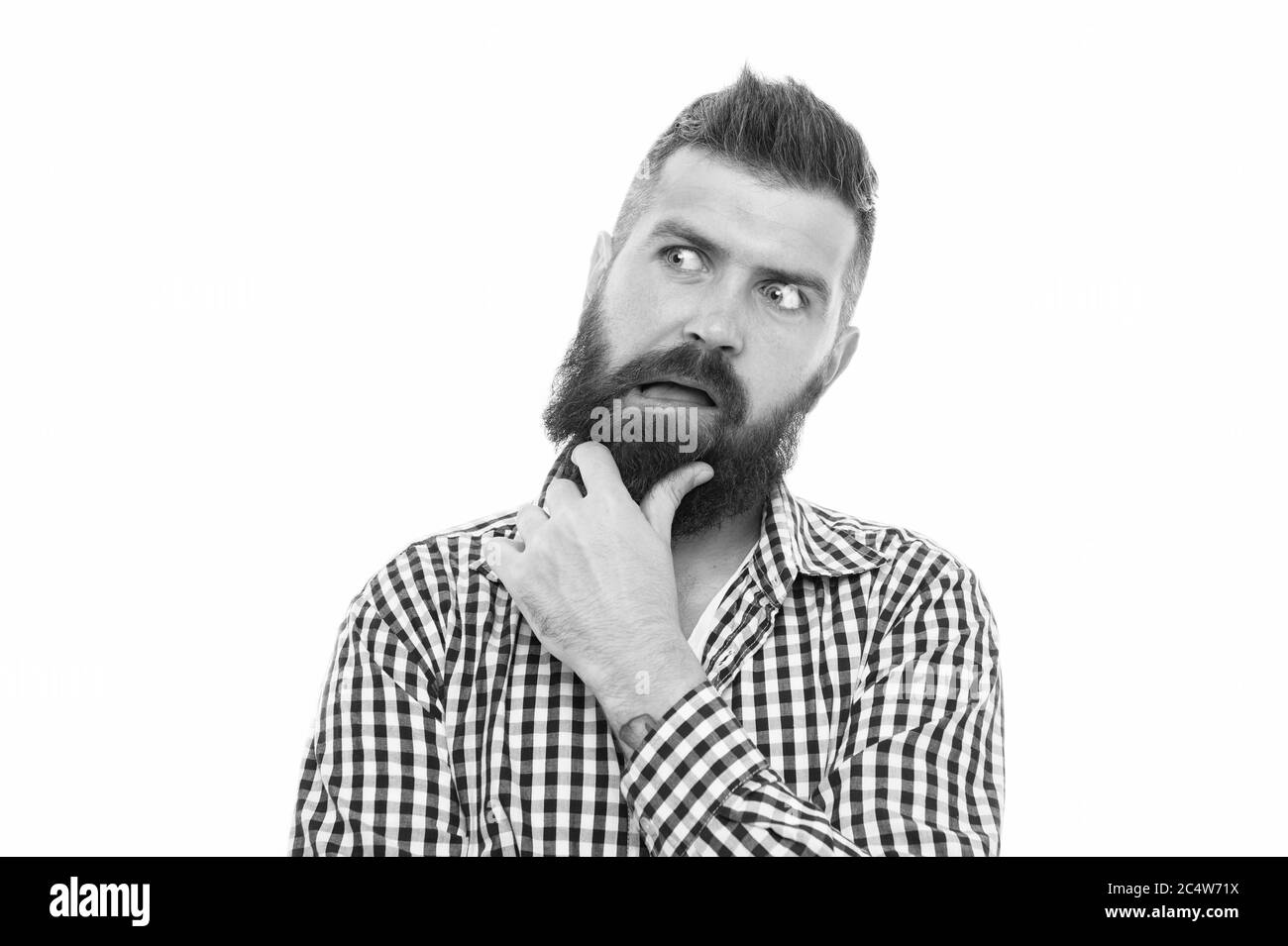 brutal caucasian hipster with moustache. Pensive handsome old-fashioned ...