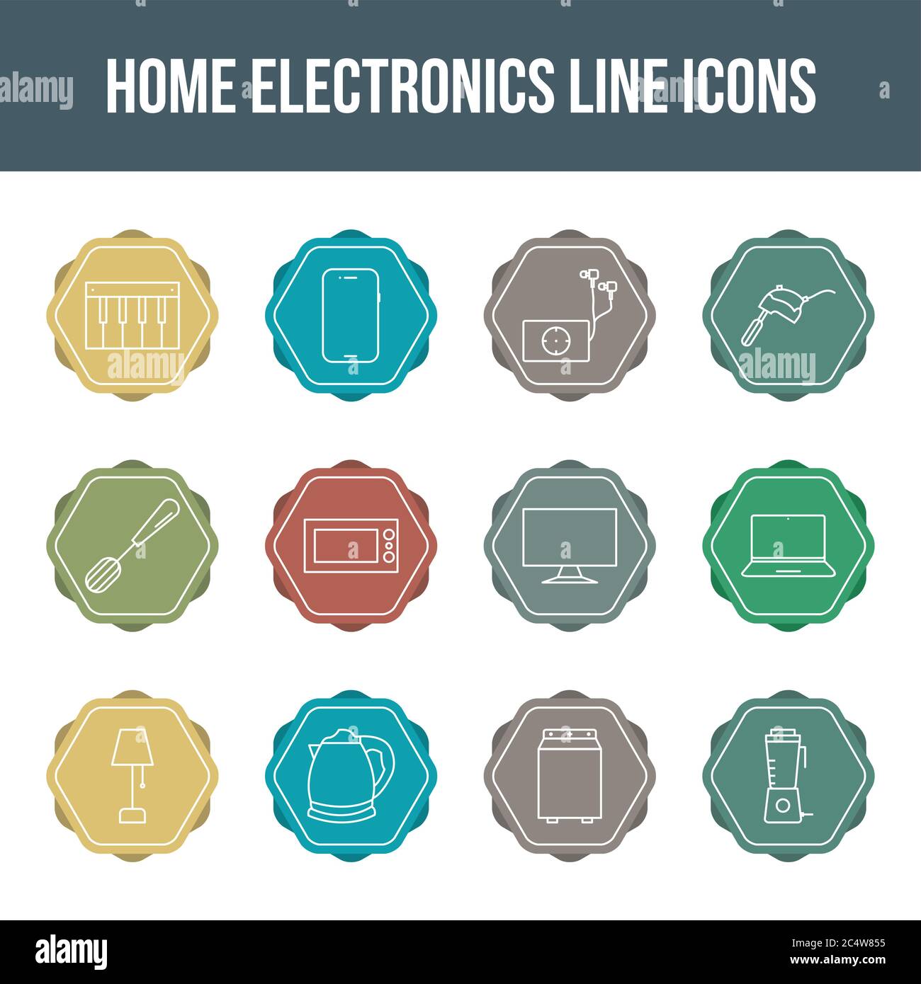 Unique home electronics vector line icon set Stock Vector Image & Art ...