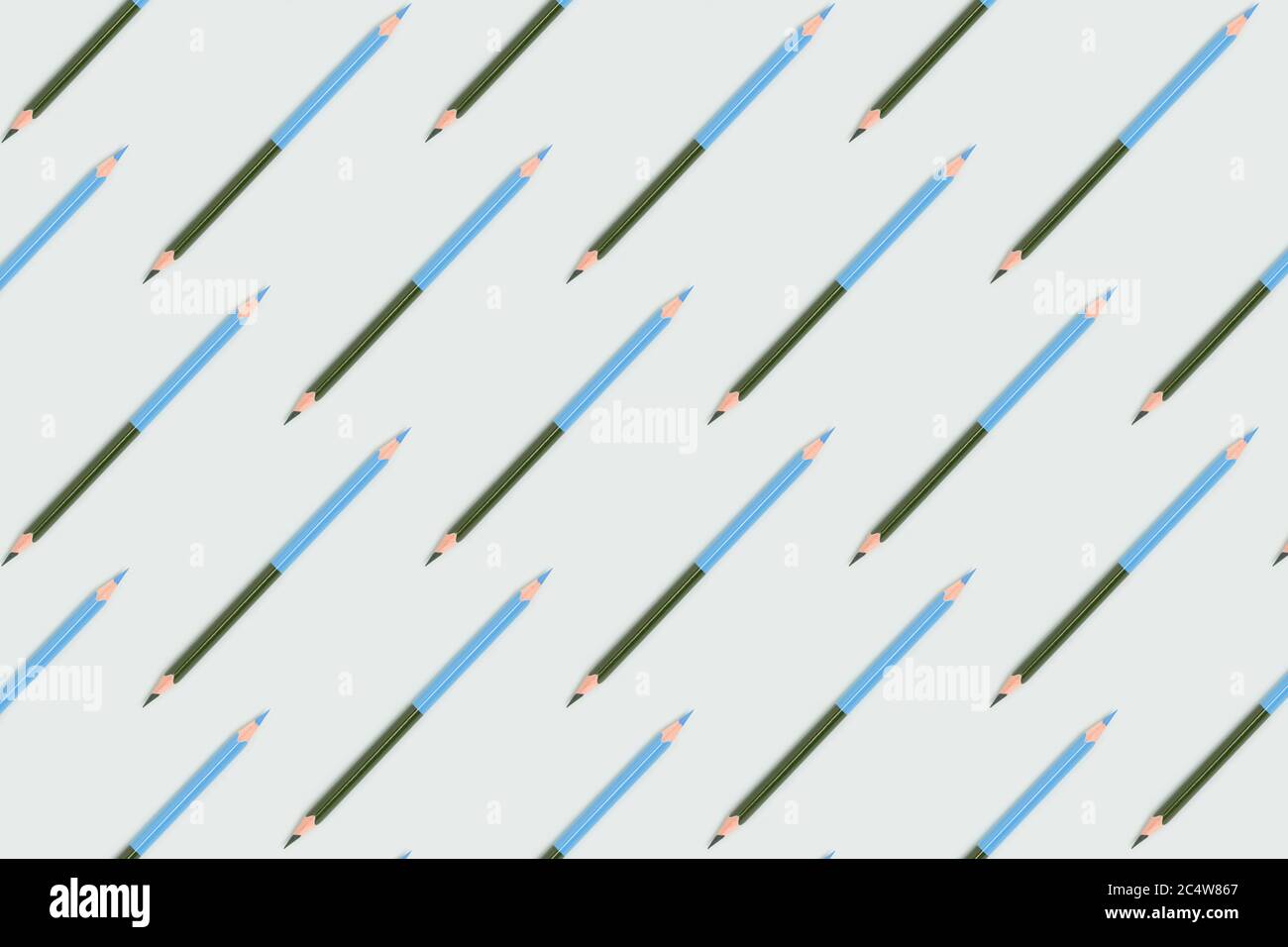 Color pencils pattern on a blue pastel background. Creative layout ...