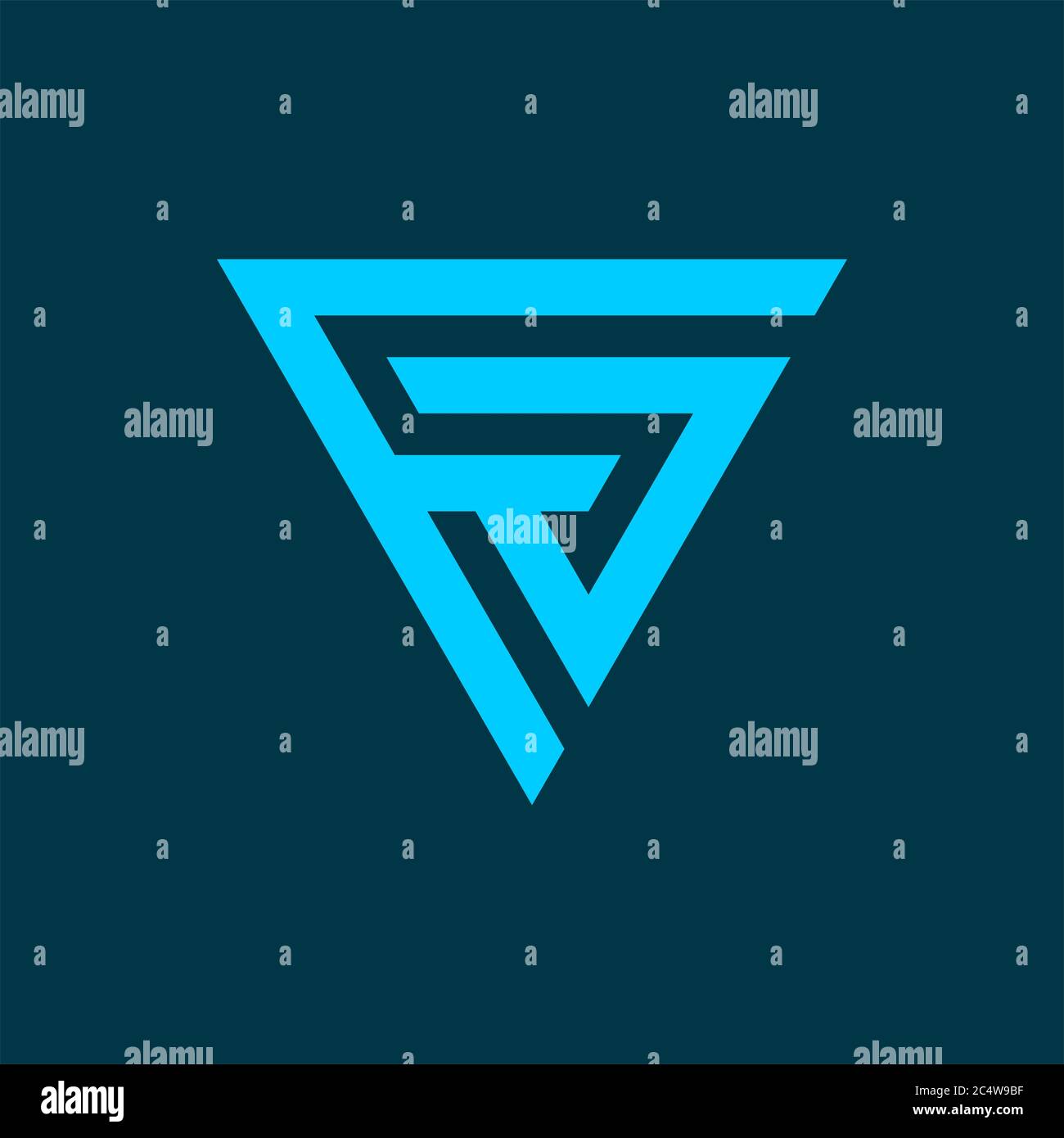 Blue logo icon with VG initials in the shape of a triangle on dark blue ...