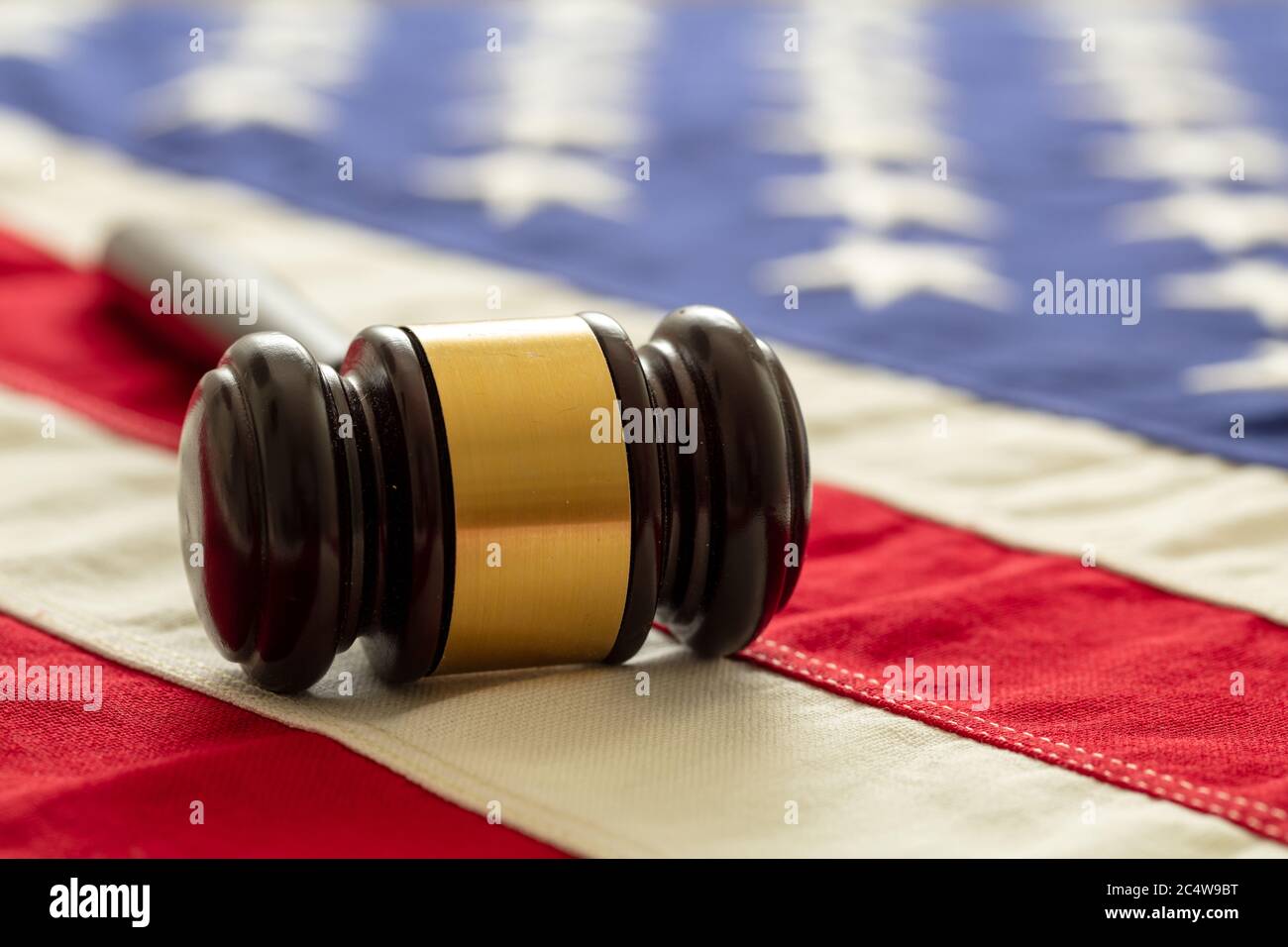 Judge or auction gavel on United states of America flag background ...