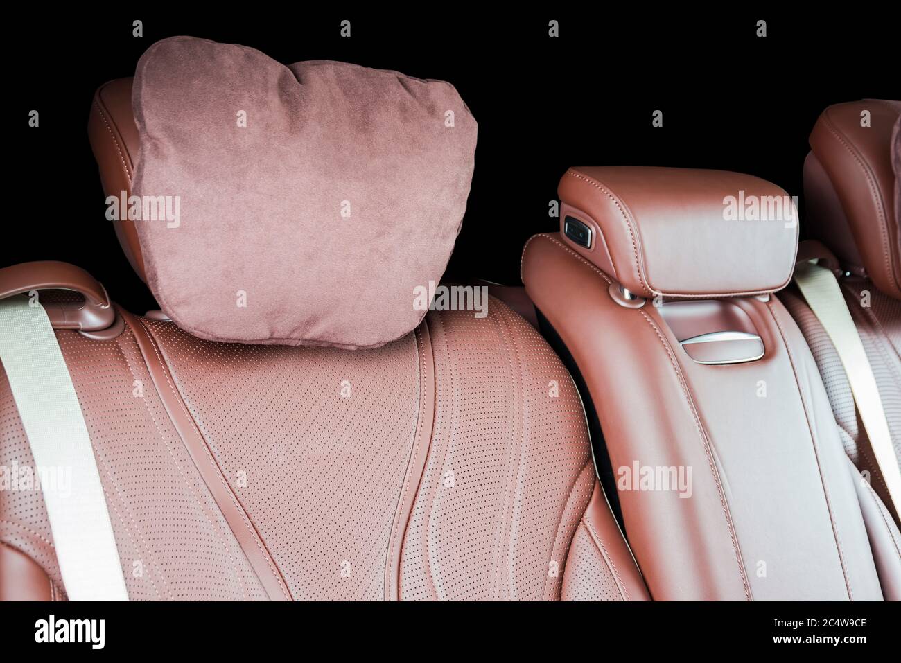 Red leather passenger seat in modern sport car Stock Photo - Alamy