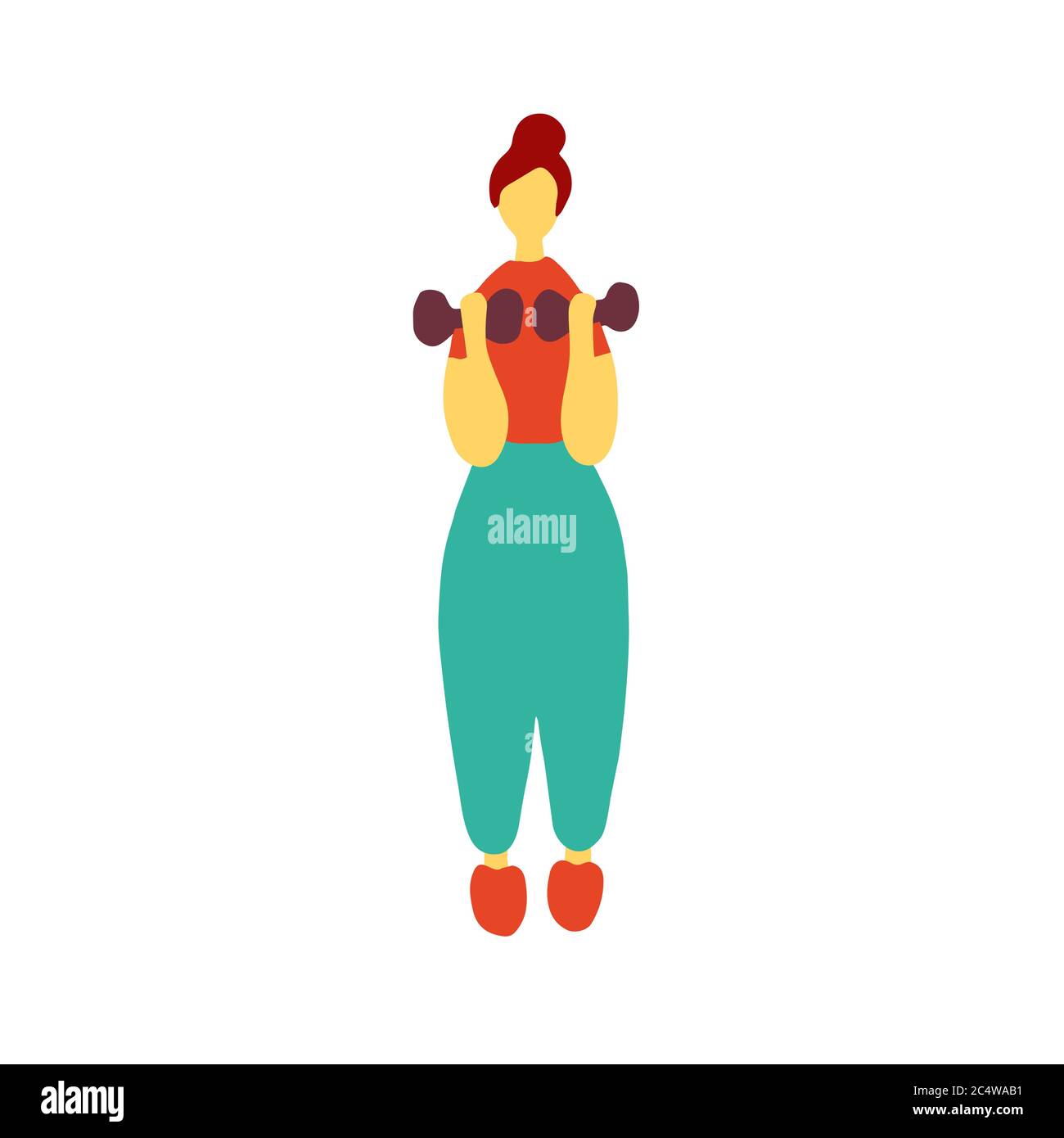 Young woman doing sports workout. Cute happy girl performing gymnastic ...