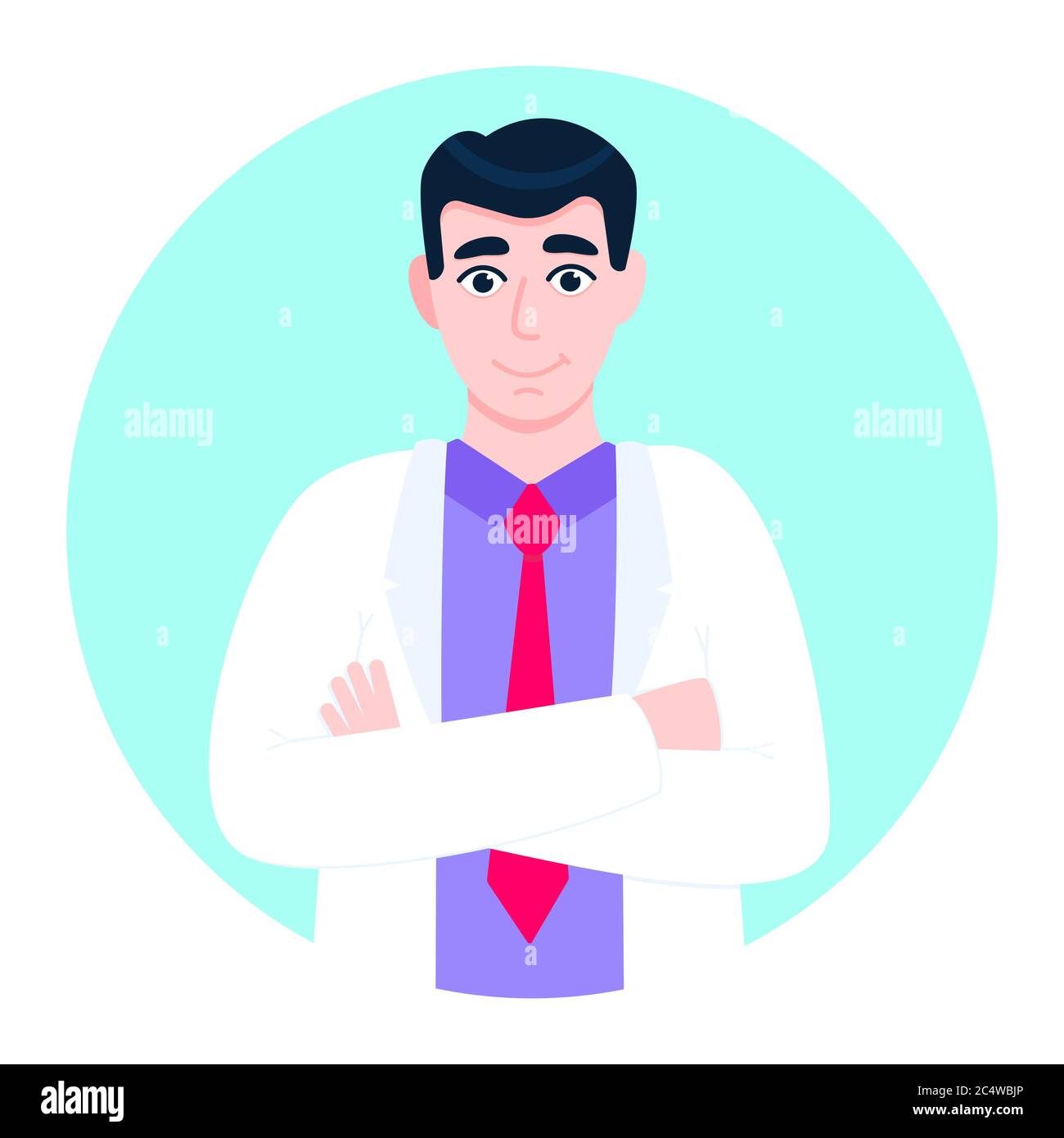 Doctor avatar character standing in the circle flat style design vector ...