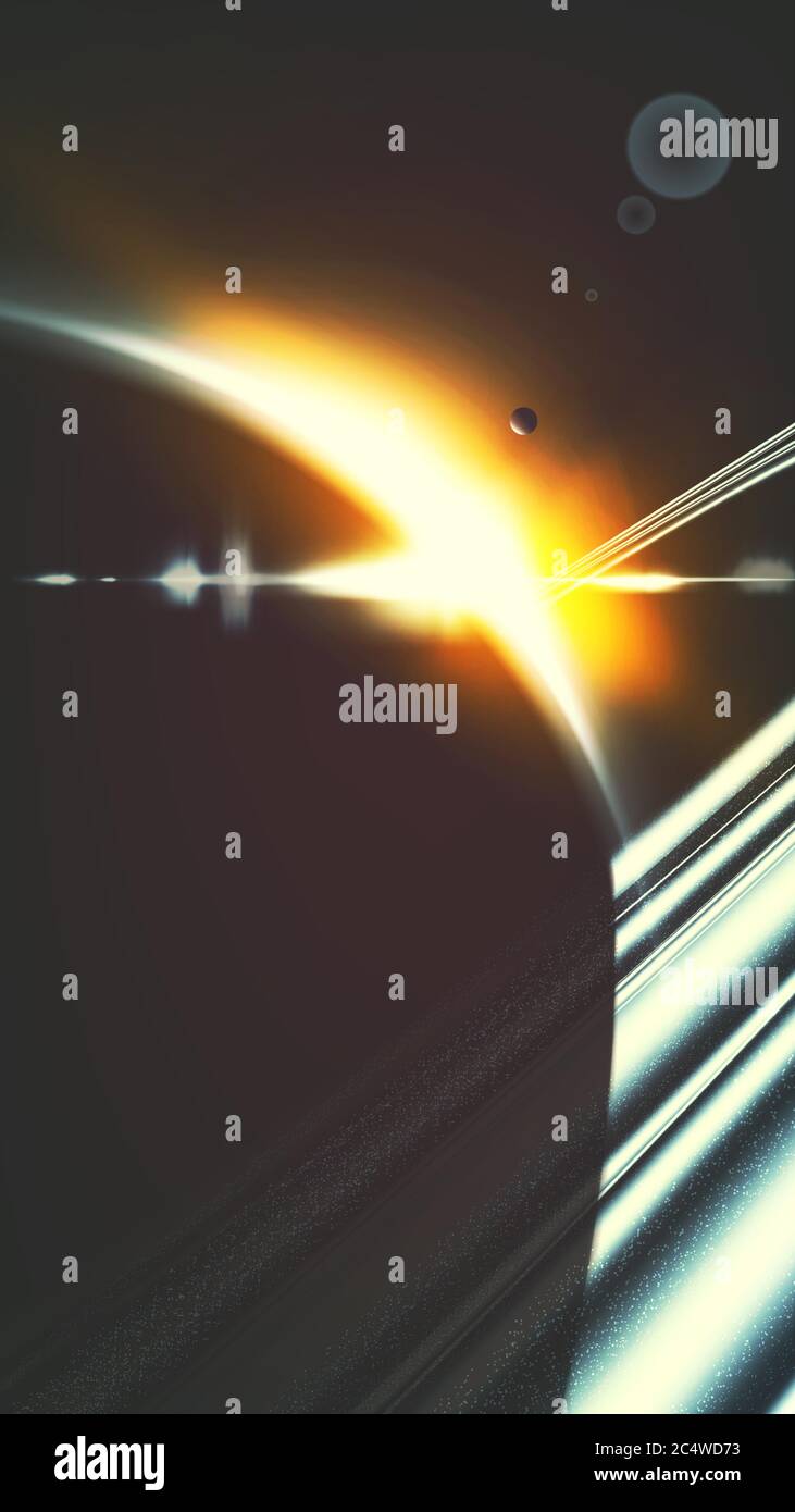 A vector illustration of Saturn phone background with sunrise Stock ...