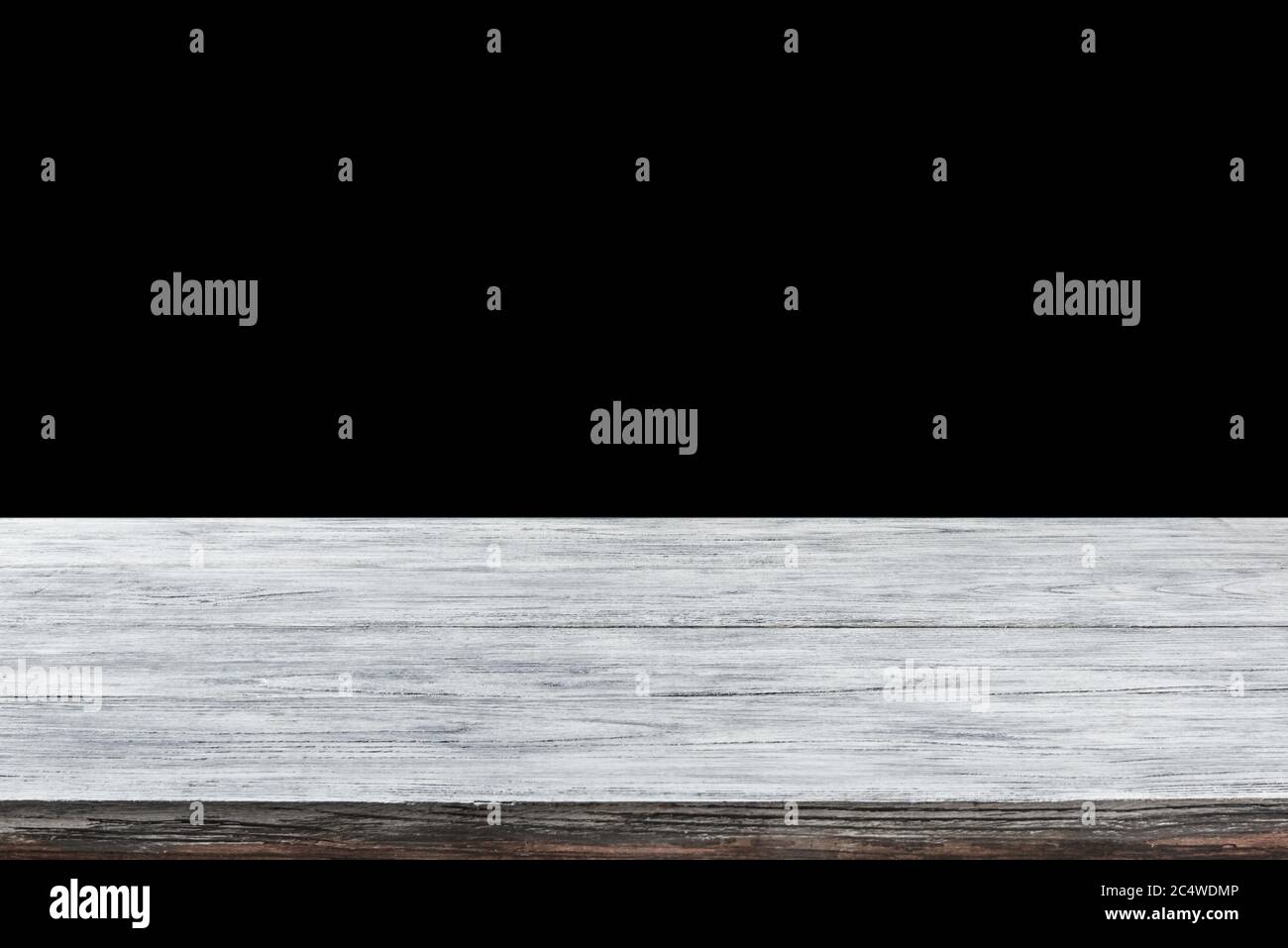 Retro wooden grey table on a black background can used for present or ...