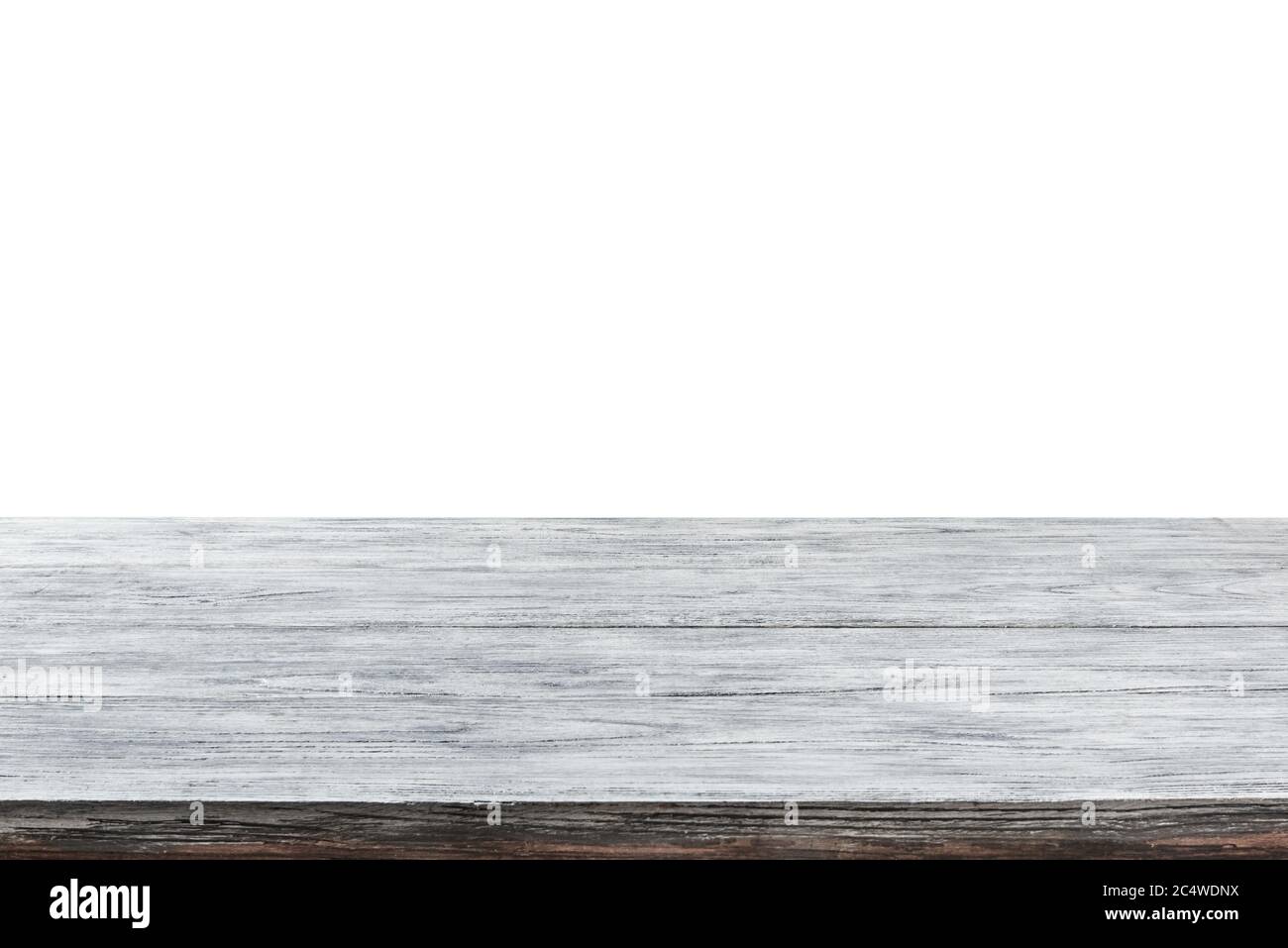 Wooden light grey table on a white background can used for present or ...