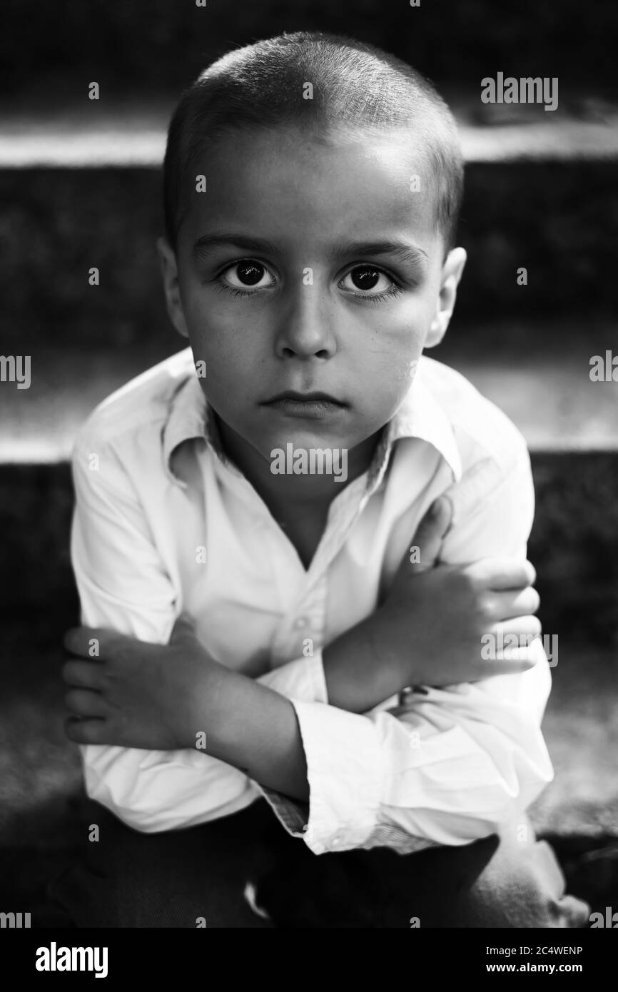 portrait of a sad boy Stock Photo - Alamy