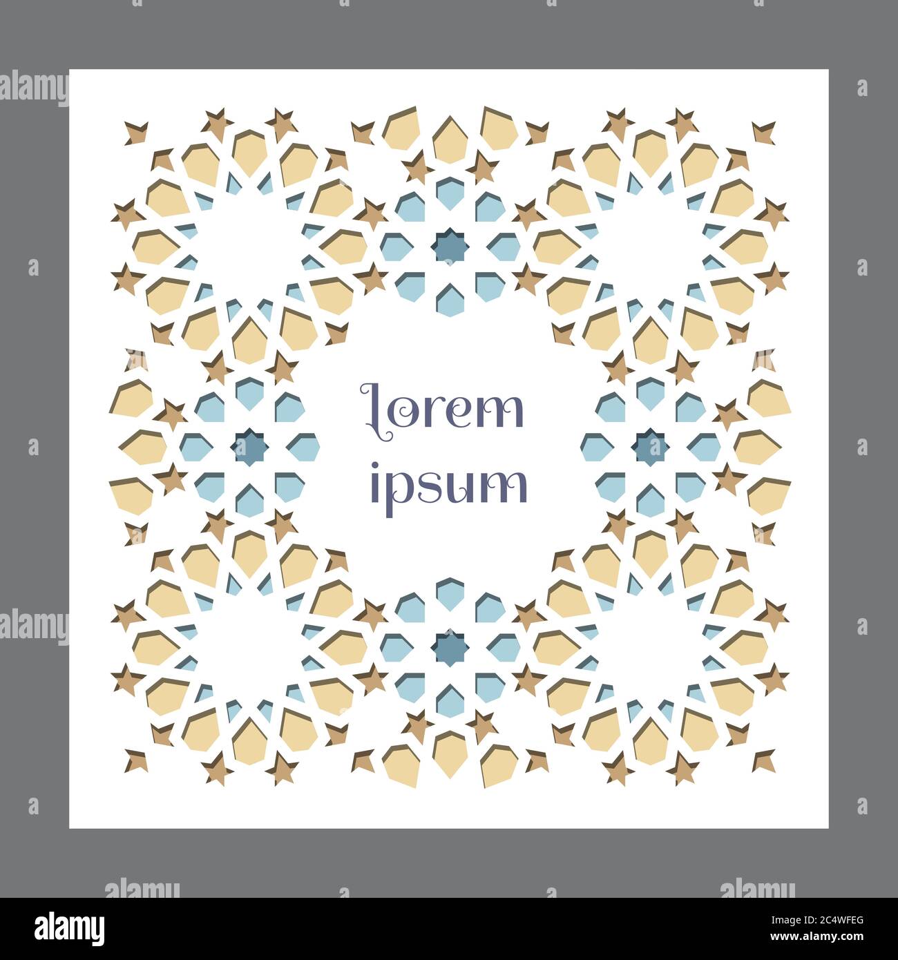Square islamic cut out design, geometric card . Paper cut out vector ...