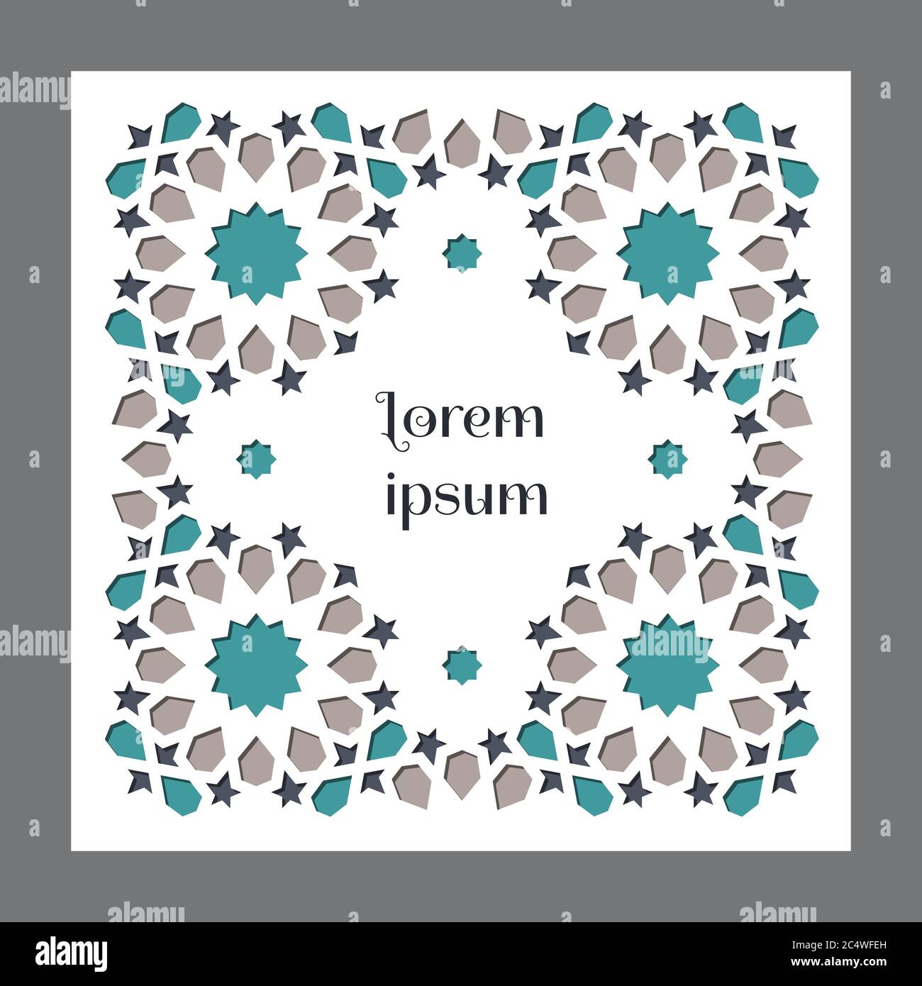 Square islamic cut out design, geometric card . Paper cut out vector ...