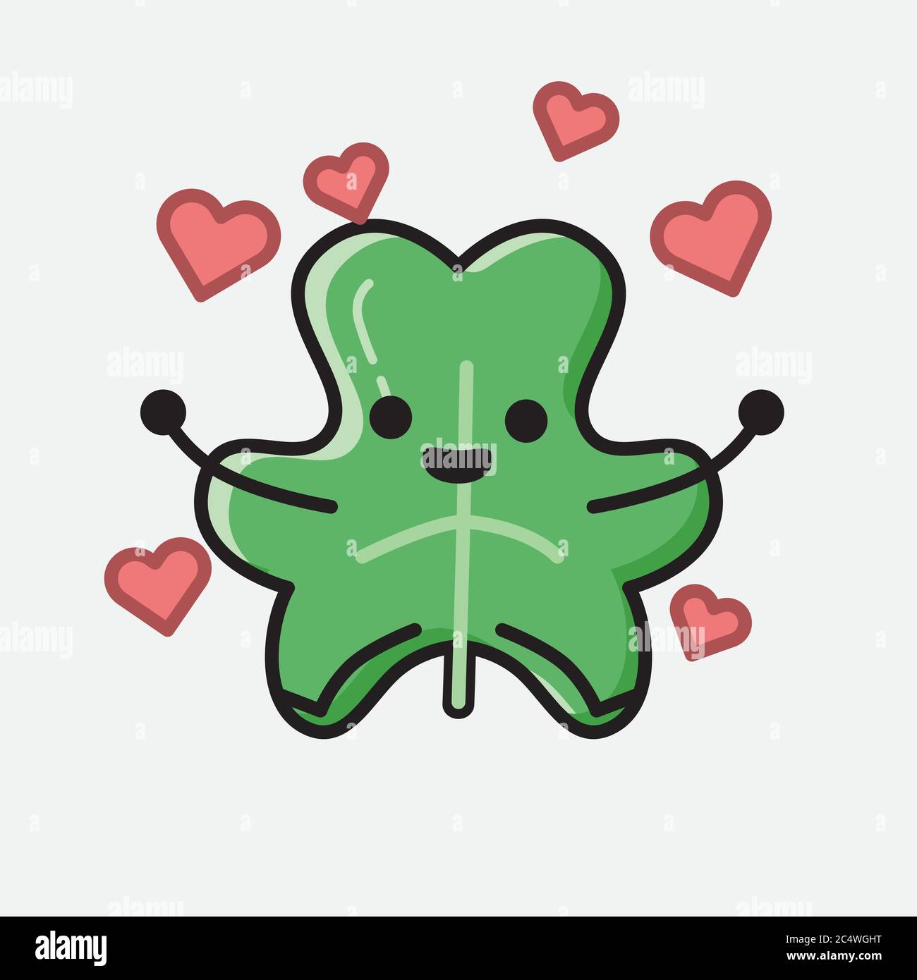 An illustration of Cute Clover Leaf Mascot Vector Character in Flat ...