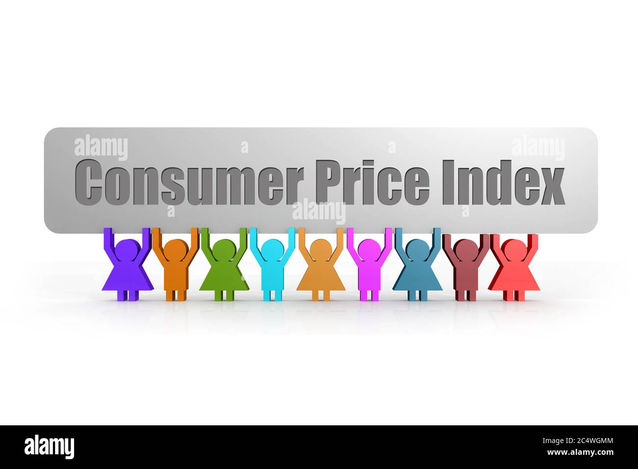 Consumer Price Index word on a banner hold by group of puppets, 3D ...