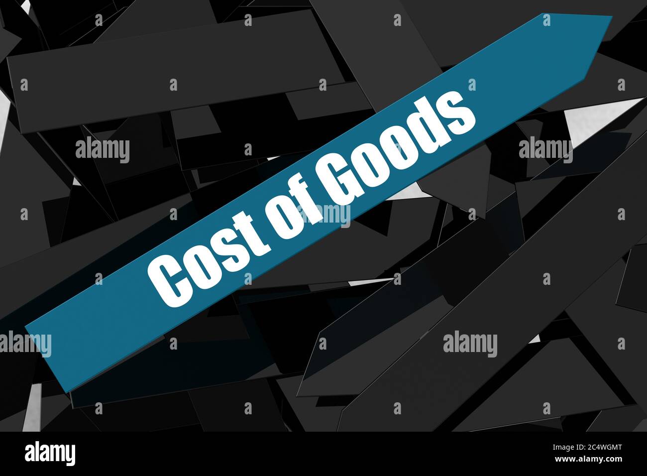 Cost of Goods word on the blue arrow, 3D rendering Stock Photo - Alamy