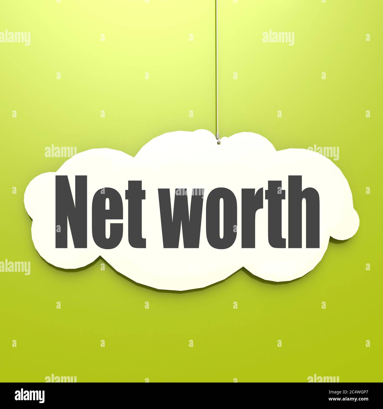 Net worth word on white cloud with green background, 3D rendering Stock ...