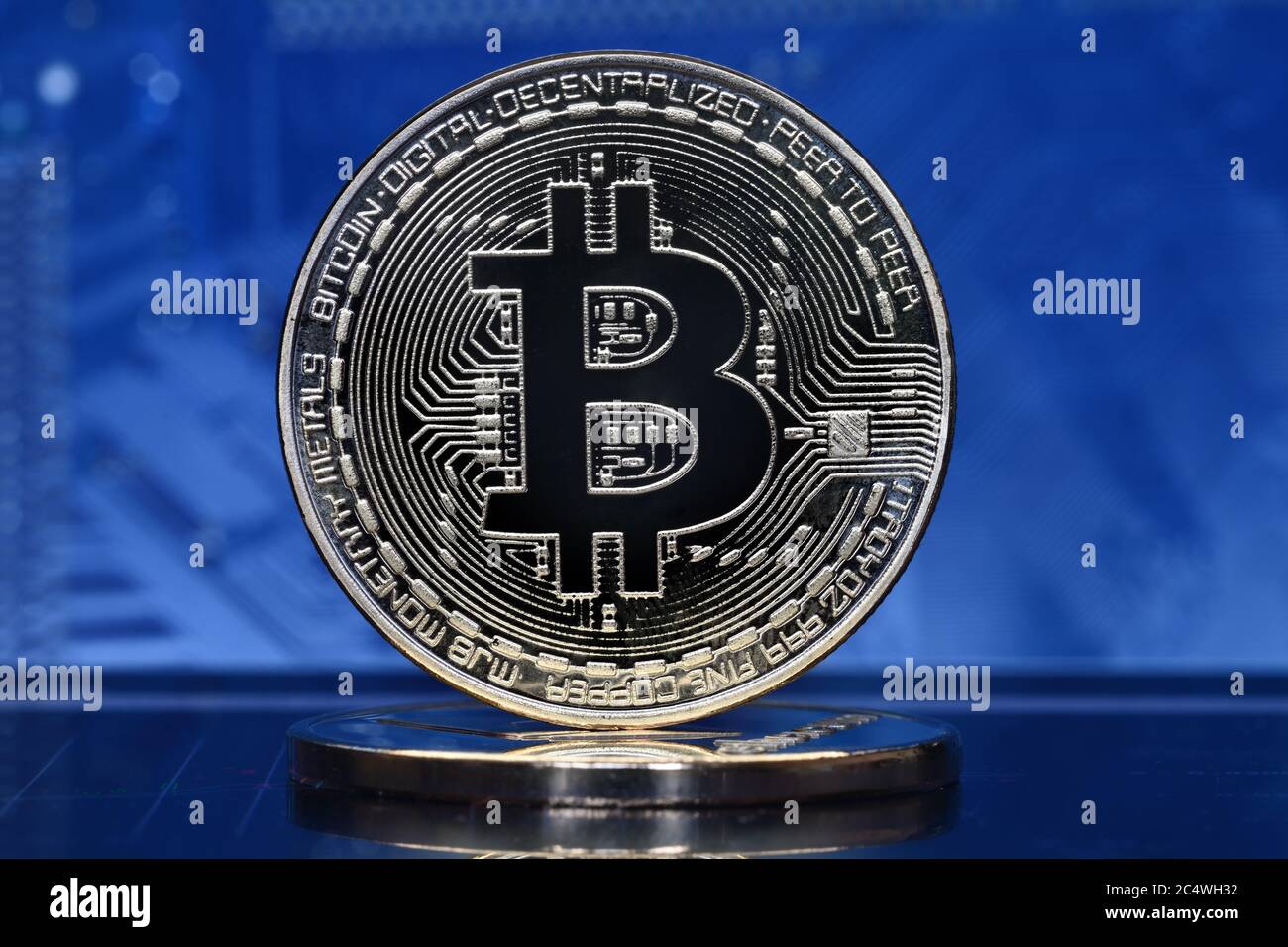 Bitcoin. Crypto currency Bitcoin, BTC, Bit Coin. Macro shot of Bitcoin ...
