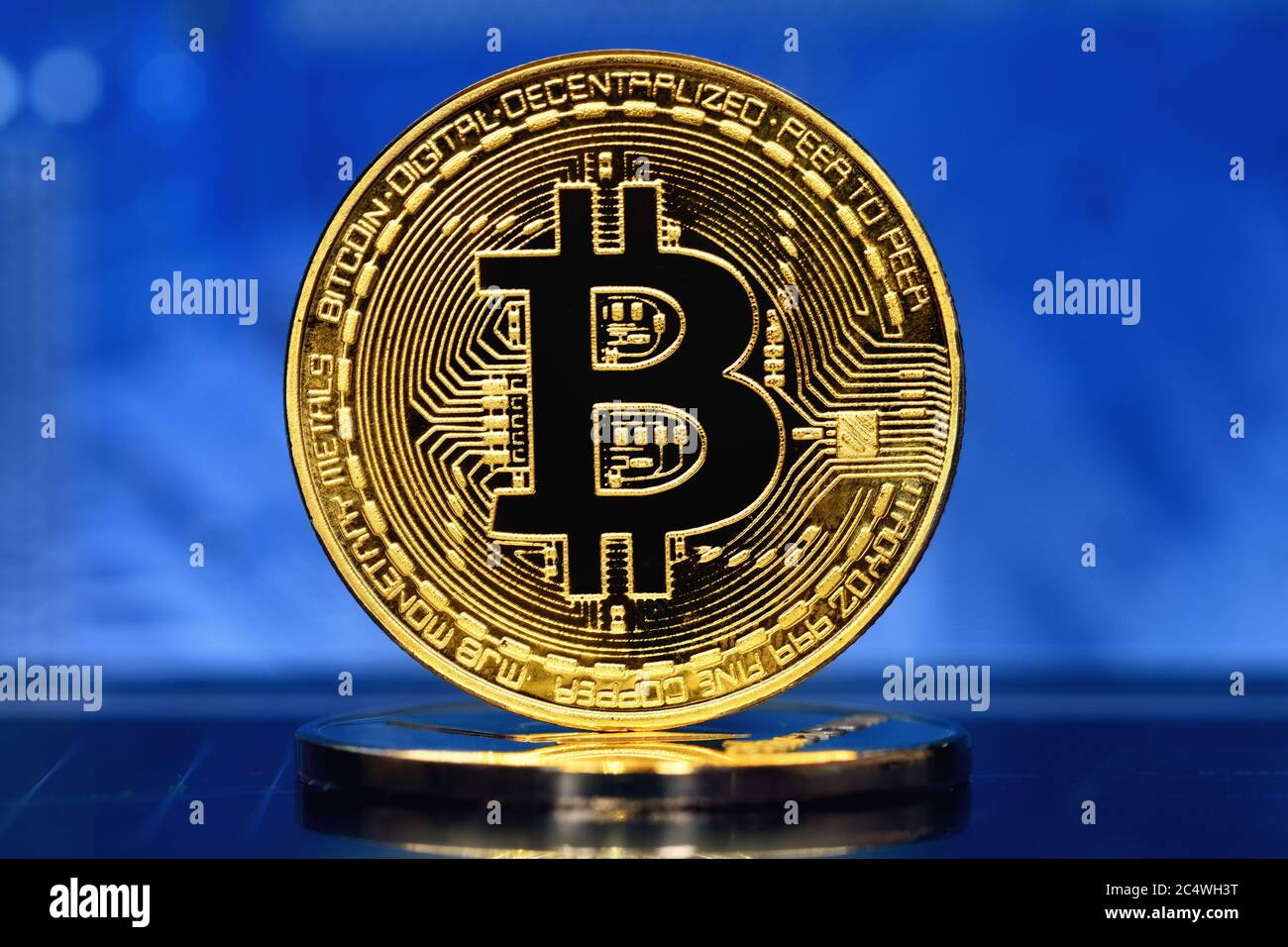 Bitcoin. Crypto currency Bitcoin, BTC, Bit Coin. Macro shot of Bitcoin ...