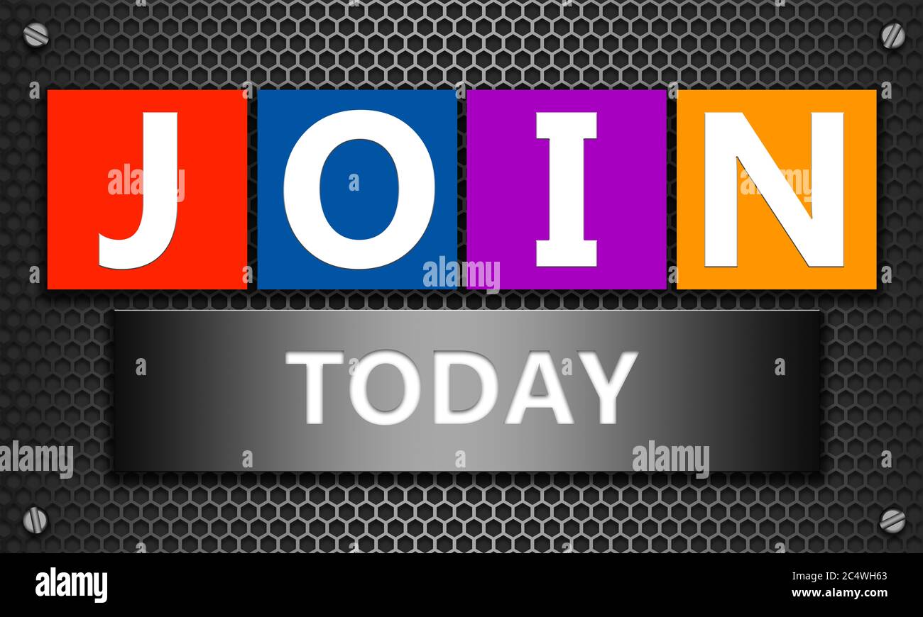 Join today concept on mesh hexagon background, 3d rendering Stock Photo ...