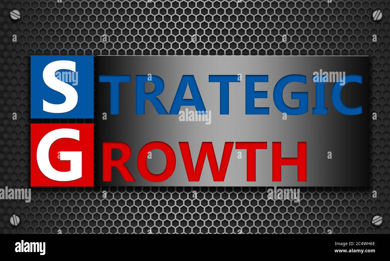 Strategic Growth concept on mesh hexagon background, 3d rendering Stock ...