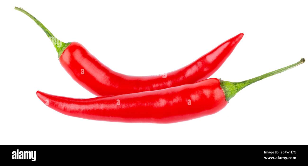 Red chilli isolated on a white background Stock Photo - Alamy