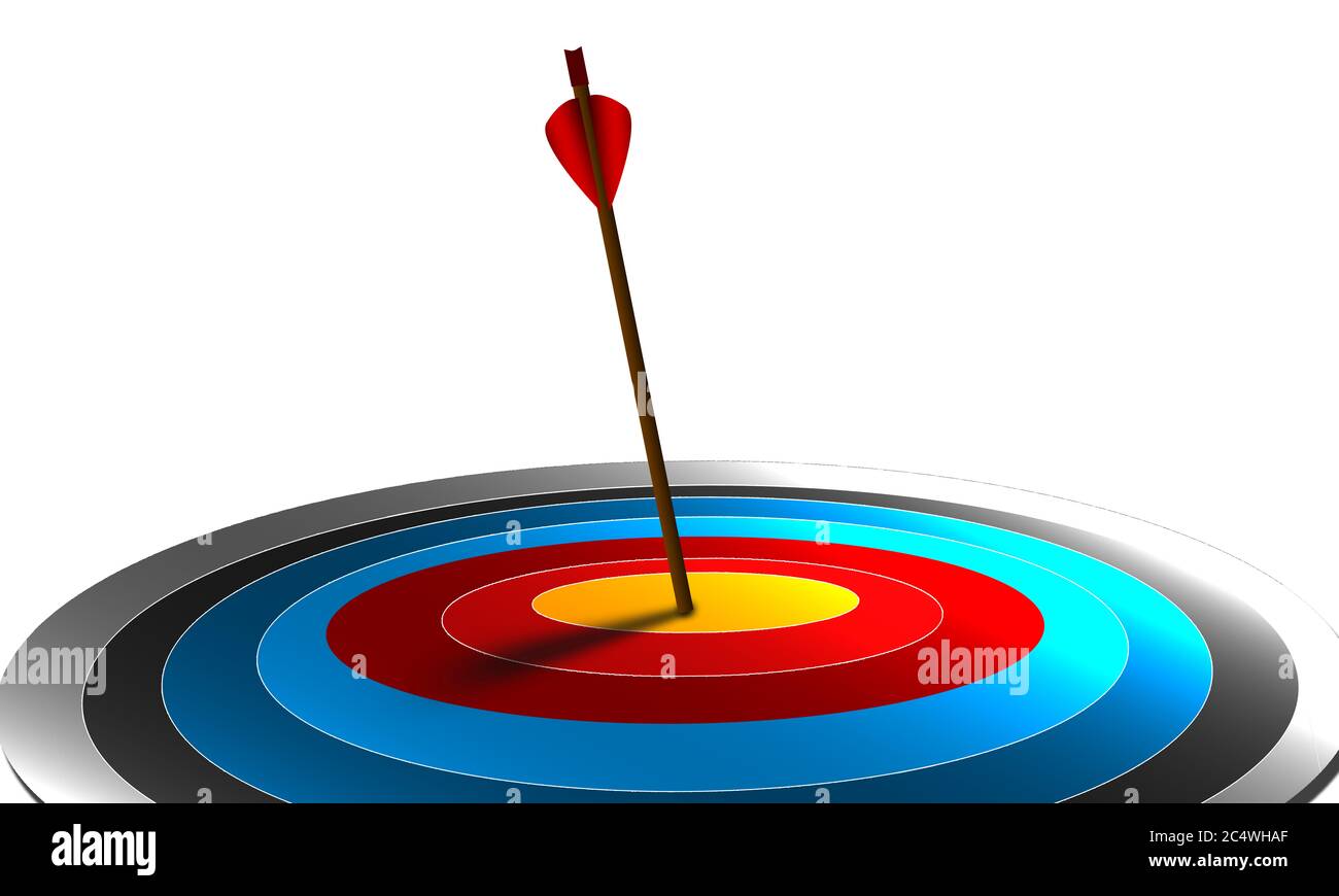 Red arrow pointing to the target. 3d rendering Stock Photo - Alamy