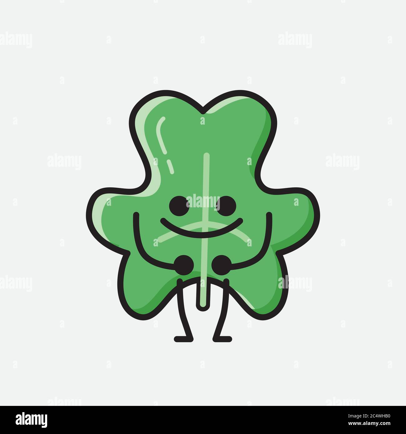An illustration of Cute Clover Leaf Mascot Vector Character in Flat ...